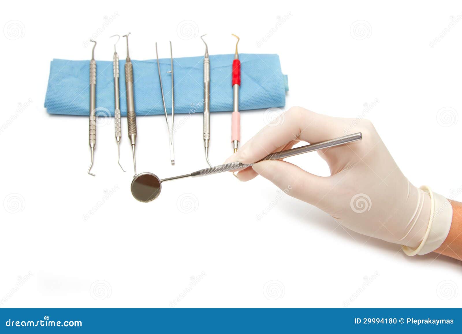Dentist Hand and Dental Tool Stock Photo - Image of scraper, dental ...