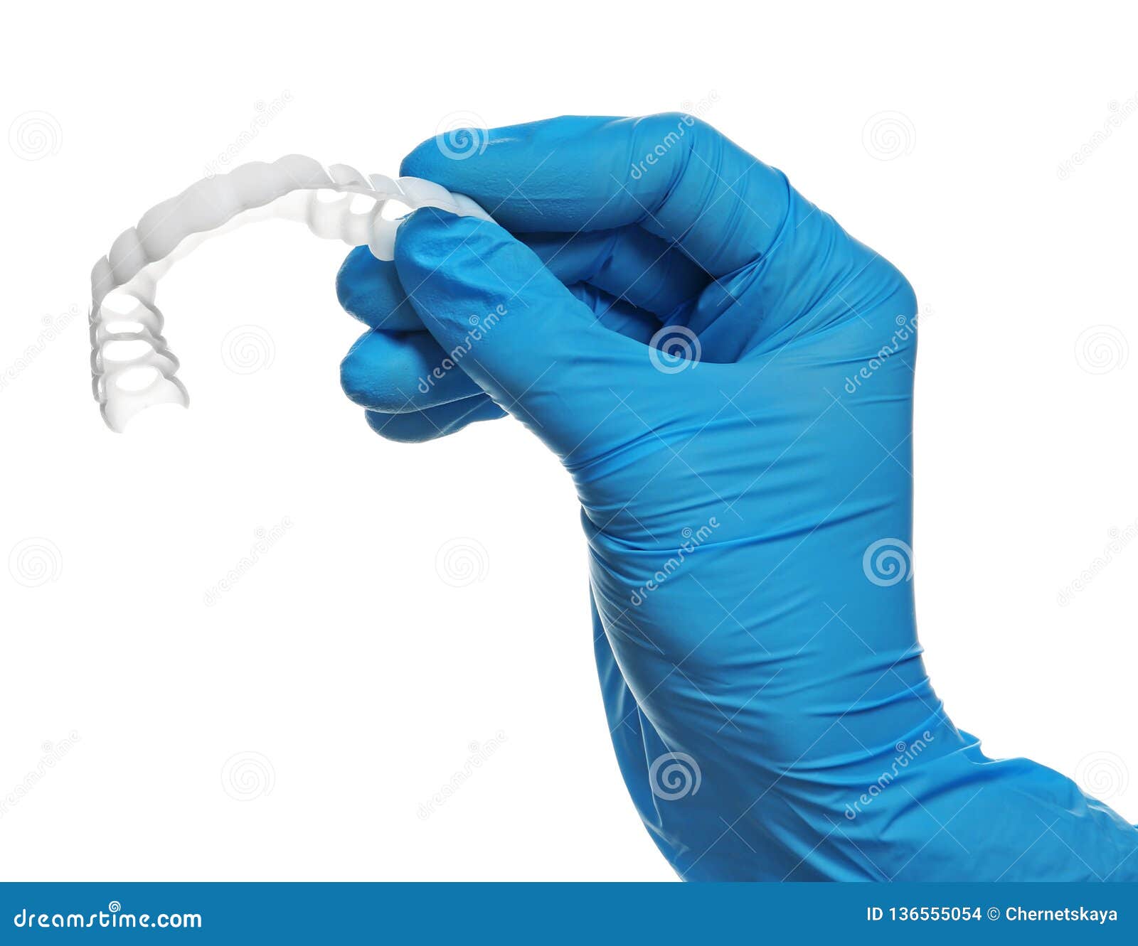 Dentist Holding Teeth Cover on White Stock Photo - Image of decay ...