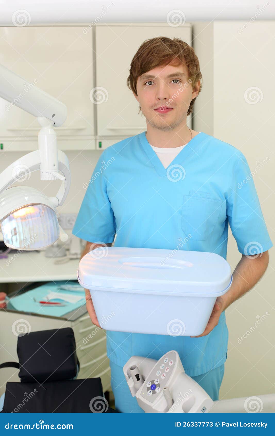 Dentist Holds Container with Tools. Stock Image - Image of hold, drill ...