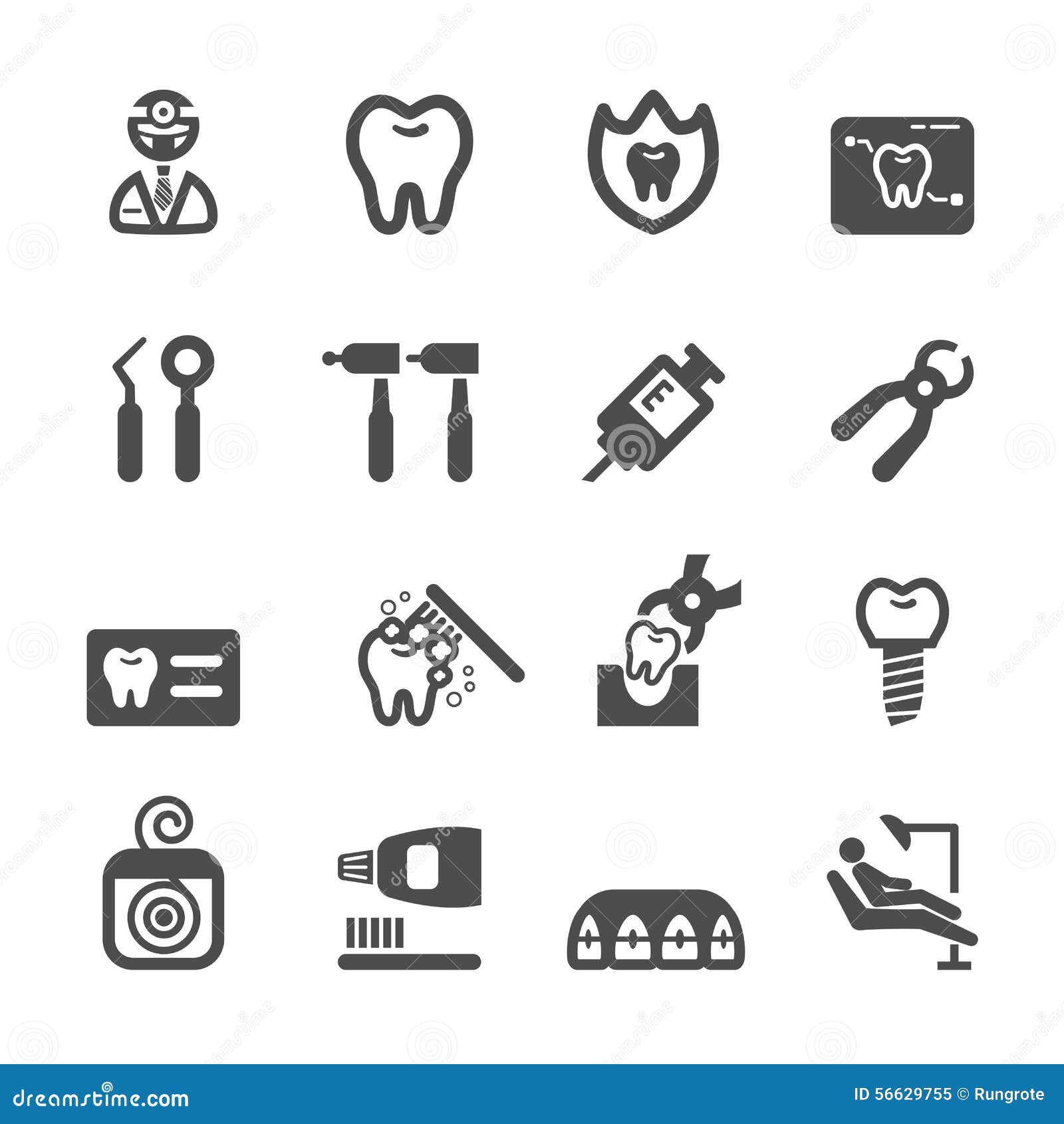 Dentist Icon Set. Include Creative Elements As Dental Chair, Partial ...