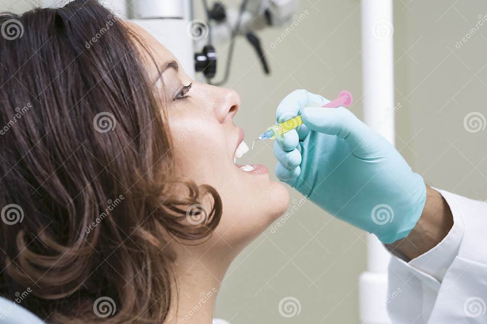 Dentist Injecting Patient S Teeth Stock Image - Image of horizontal ...