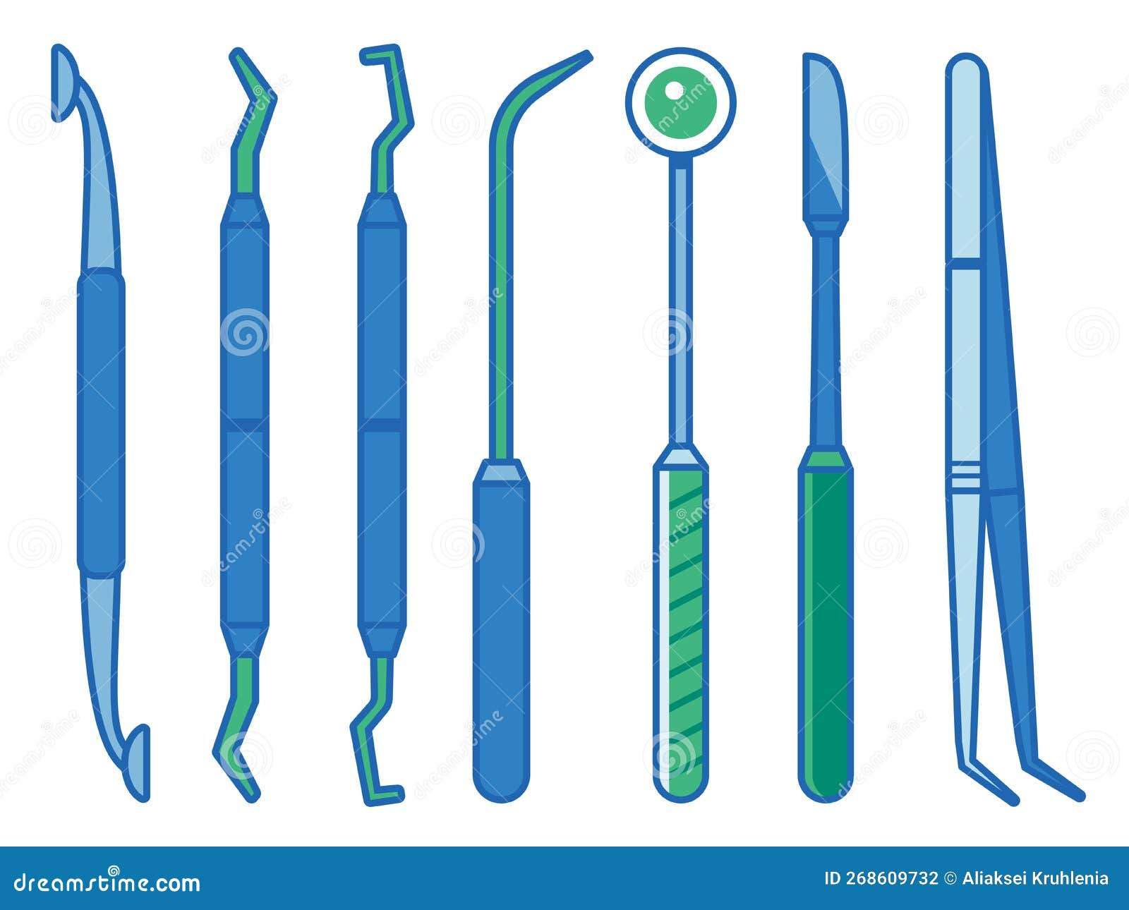 Dentist Instruments Elements in Line Art Design Stock Vector ...