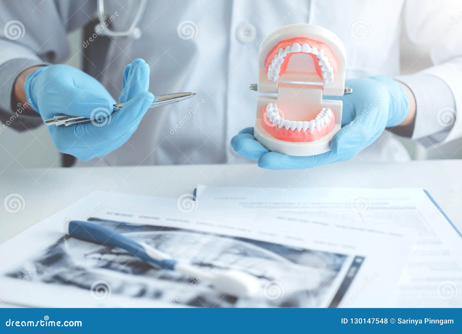 Dentist Learning How To Brush Teeth Stock Photo - Image of caries ...