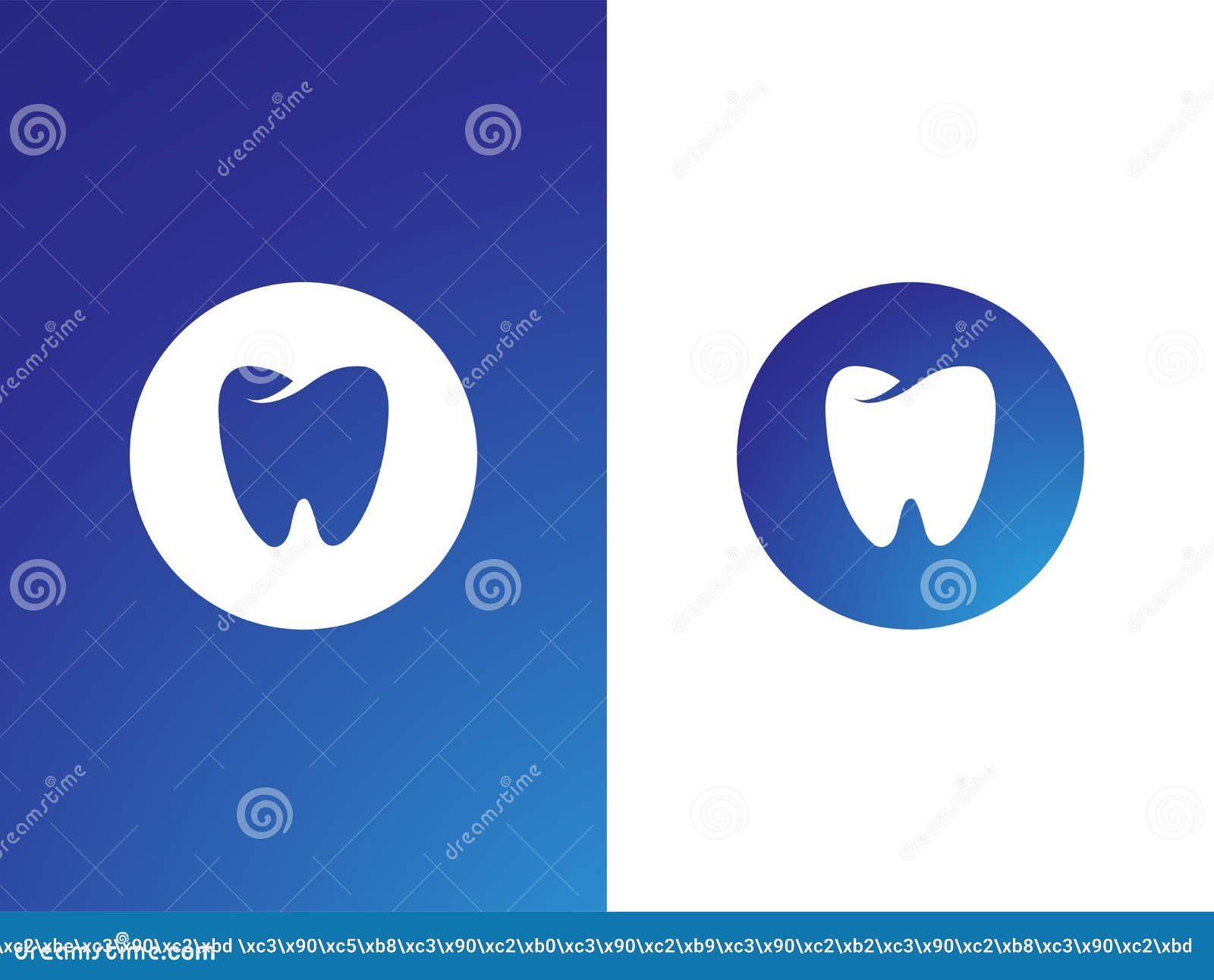 Dentist Logo Set For Company On While, Blue Background - Vector Stock ...