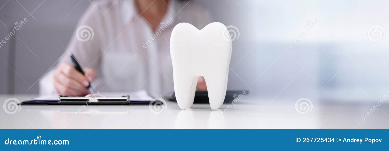 Dentist Paperwork at Desk in Front Stock Photo - Image of banner ...
