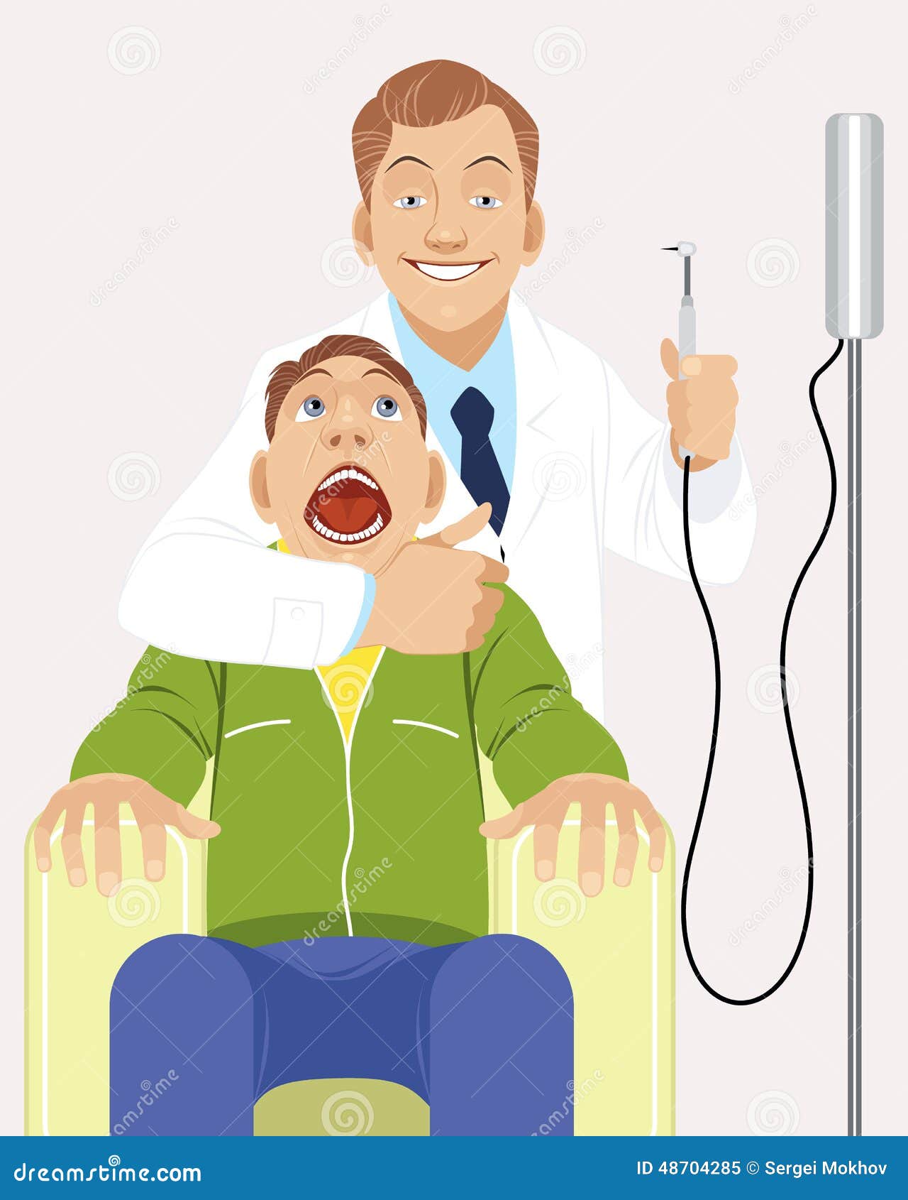 Dentist with patient stock vector. Illustration of chair - 48704285
