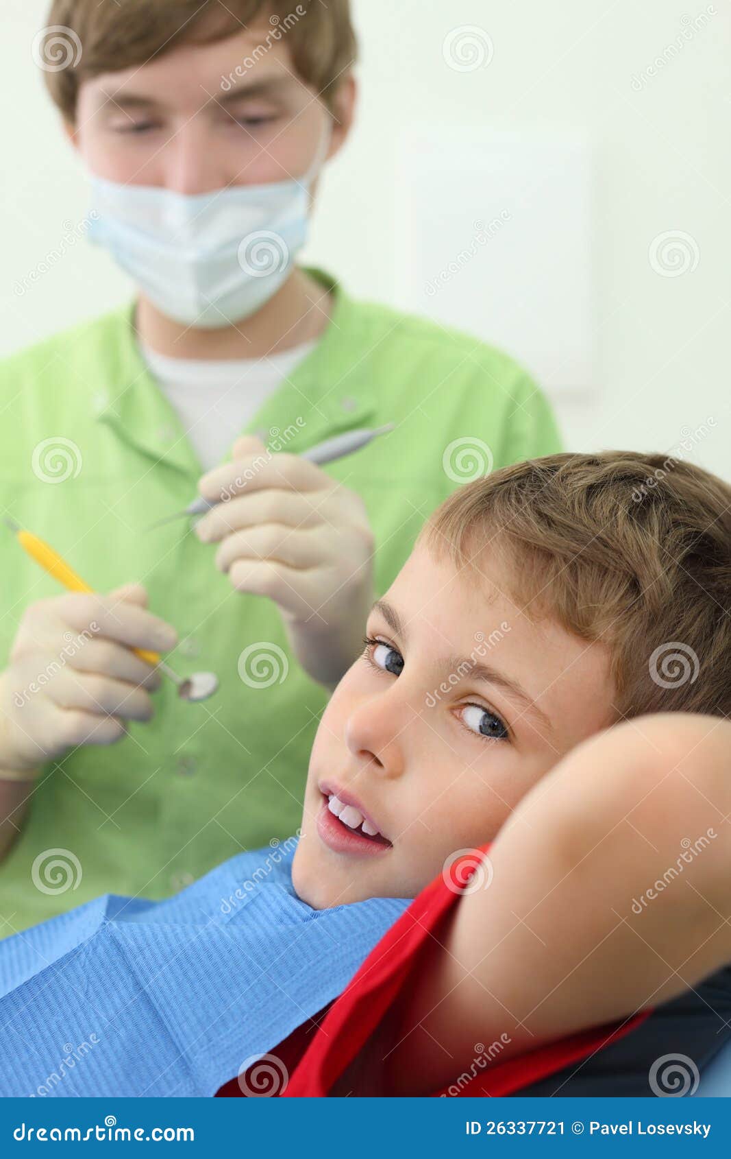 Dentist Prepares To Treat Teeth of Boy Stock Image - Image of dentist ...