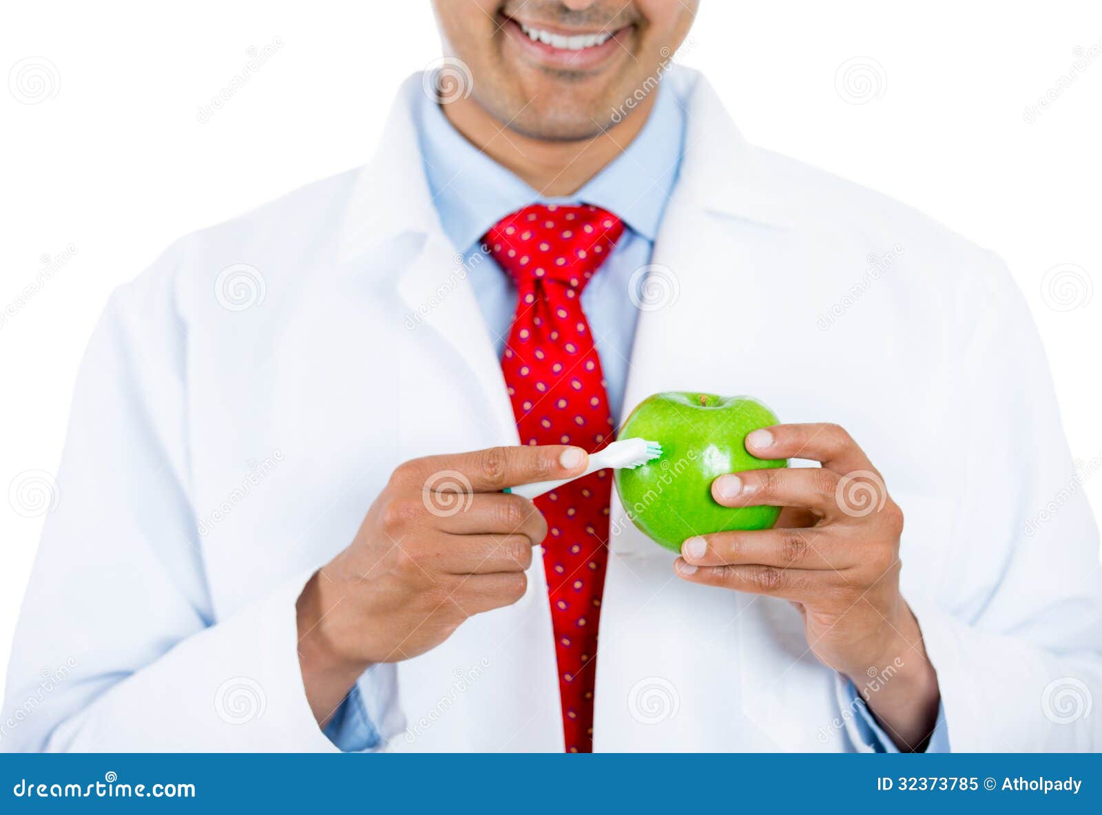 Dentist Showing Apple and Toothbrush Stock Image - Image of health ...