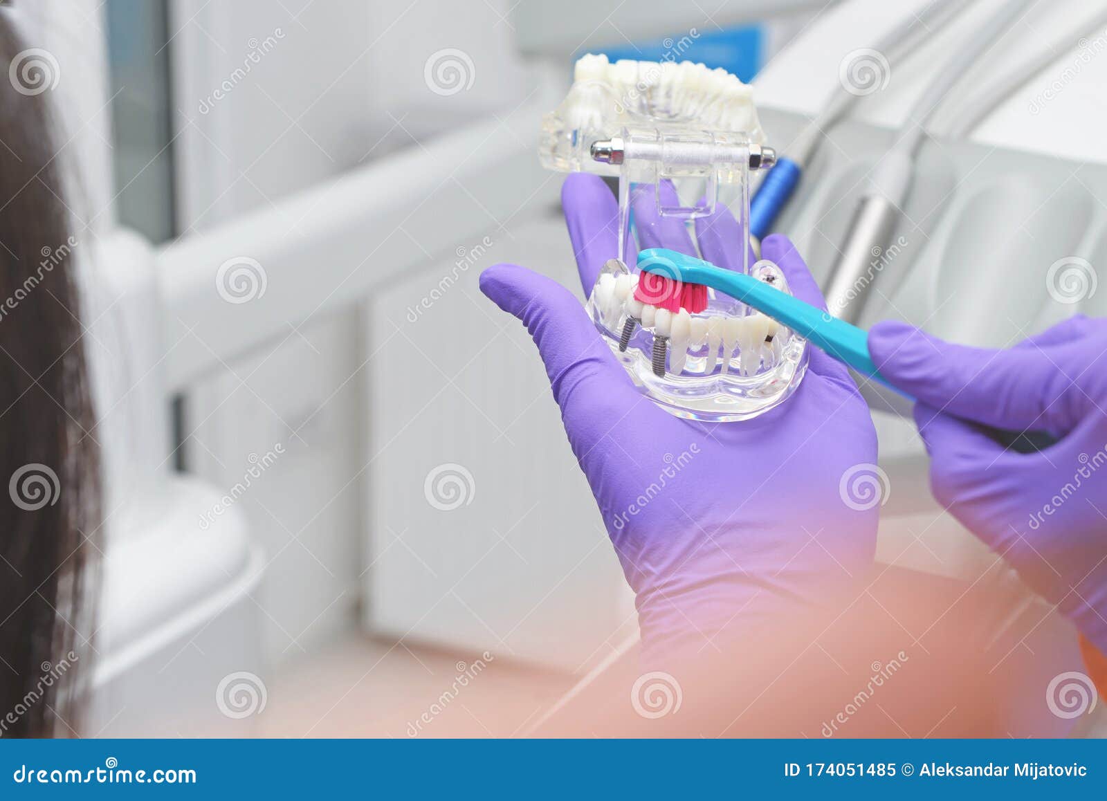 Dentist Showing a Patient Correct Way To Clean Teeth Stock Image ...