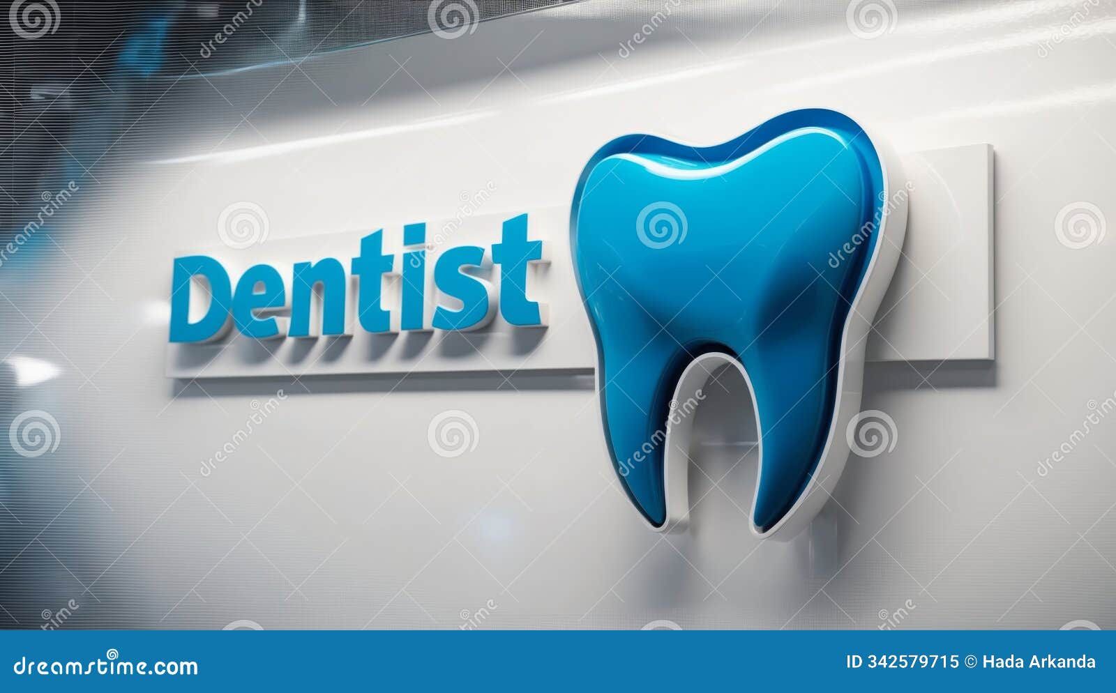 Dentist Sign with Tooth Graphic on White Background Stock Illustration ...
