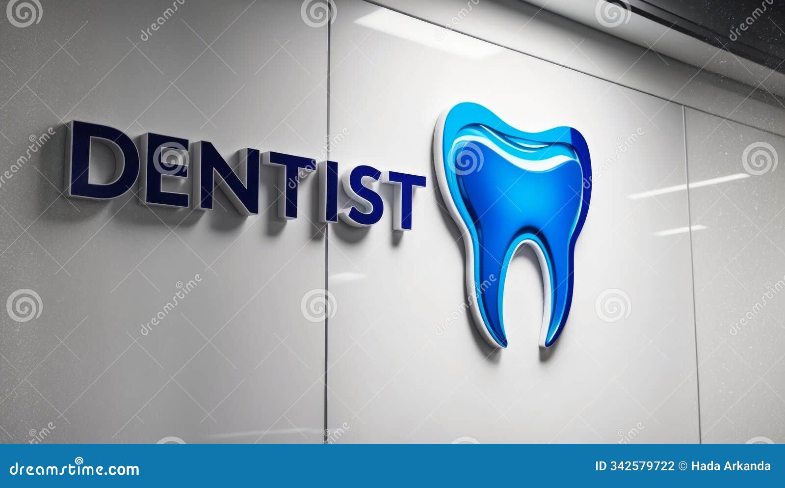 Dentist Sign with Tooth Graphic on White Background Stock Illustration ...