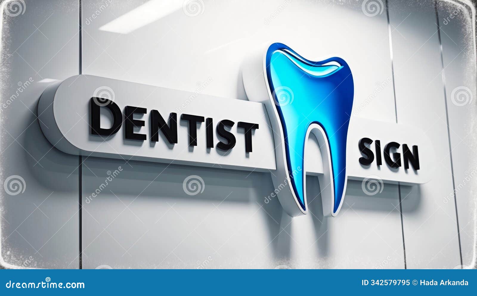 Dentist Sign with Tooth Graphic on White Background Stock Illustration ...