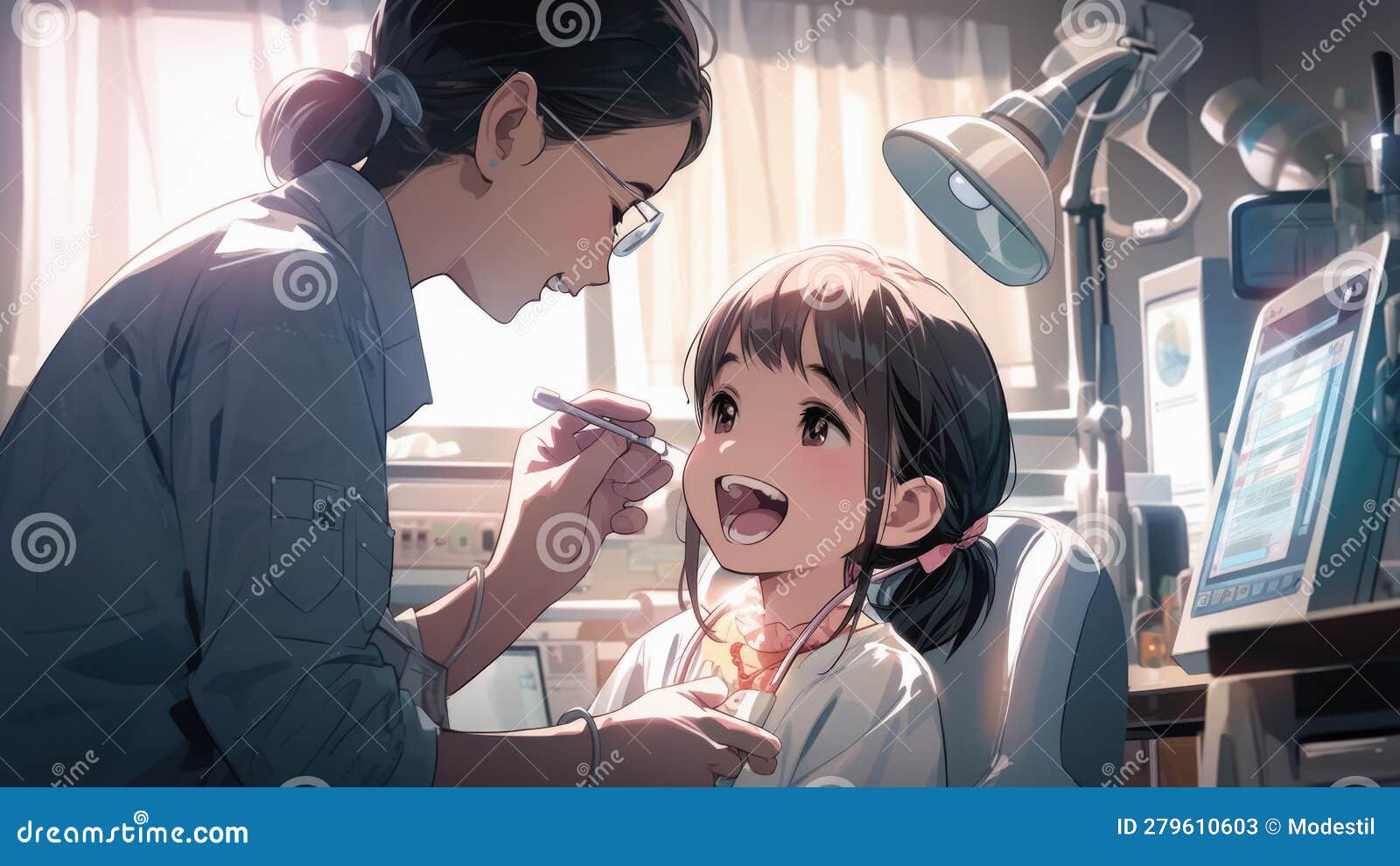 Dentist Taking Care of a Young Patients Teeth - Generative AI Stock ...
