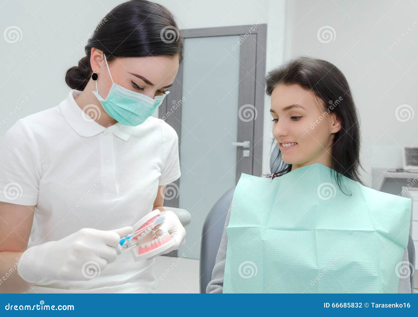 Dentist Teaching To Brush Their Teeth Stock Photo - Image of women ...