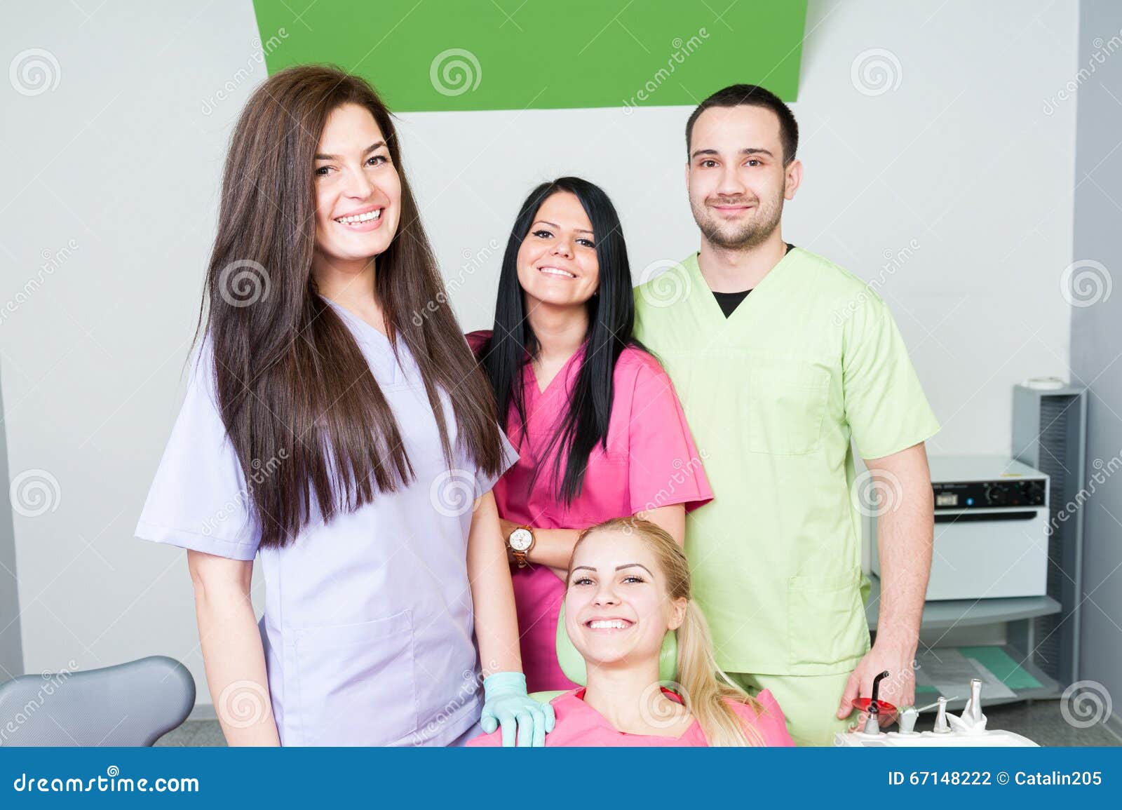 Dentist Team and Smiling Patient Stock Photo - Image of medical, office ...