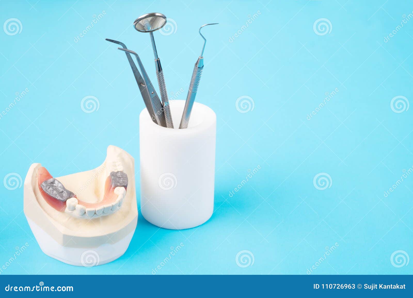 Dentist Tools and Prosthodontic Model. Stock Image - Image of concept ...