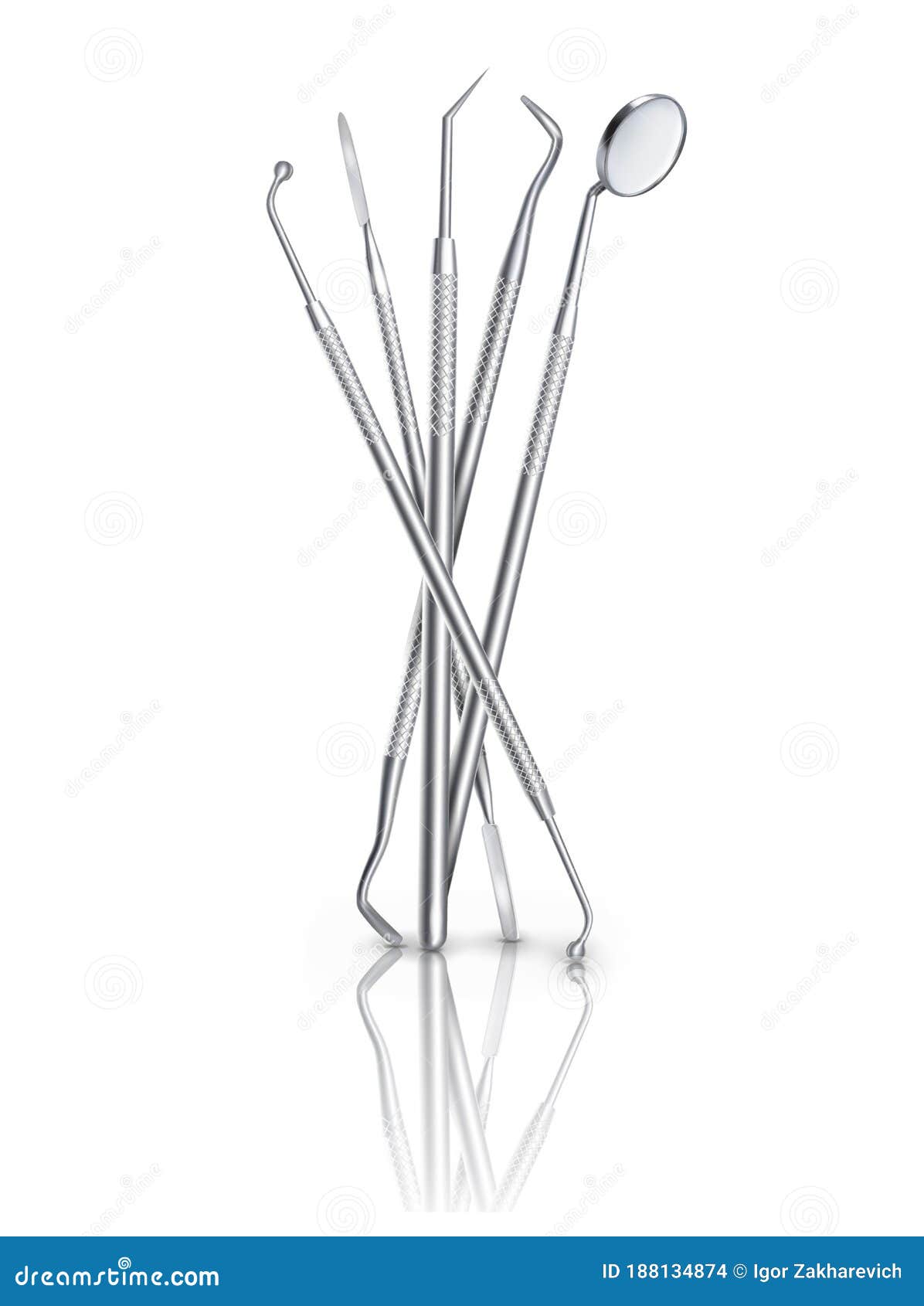 Dentist Tools for Teeth Care at White Background Stock Illustration ...