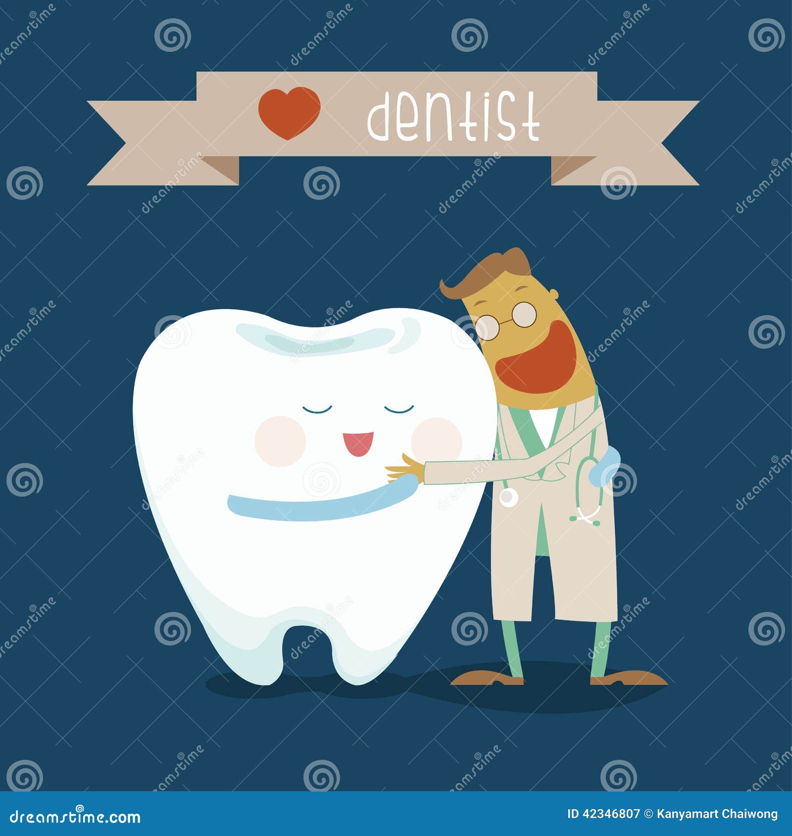 Dentist and Tooth Hug Each Other Stock Vector - Illustration of ...