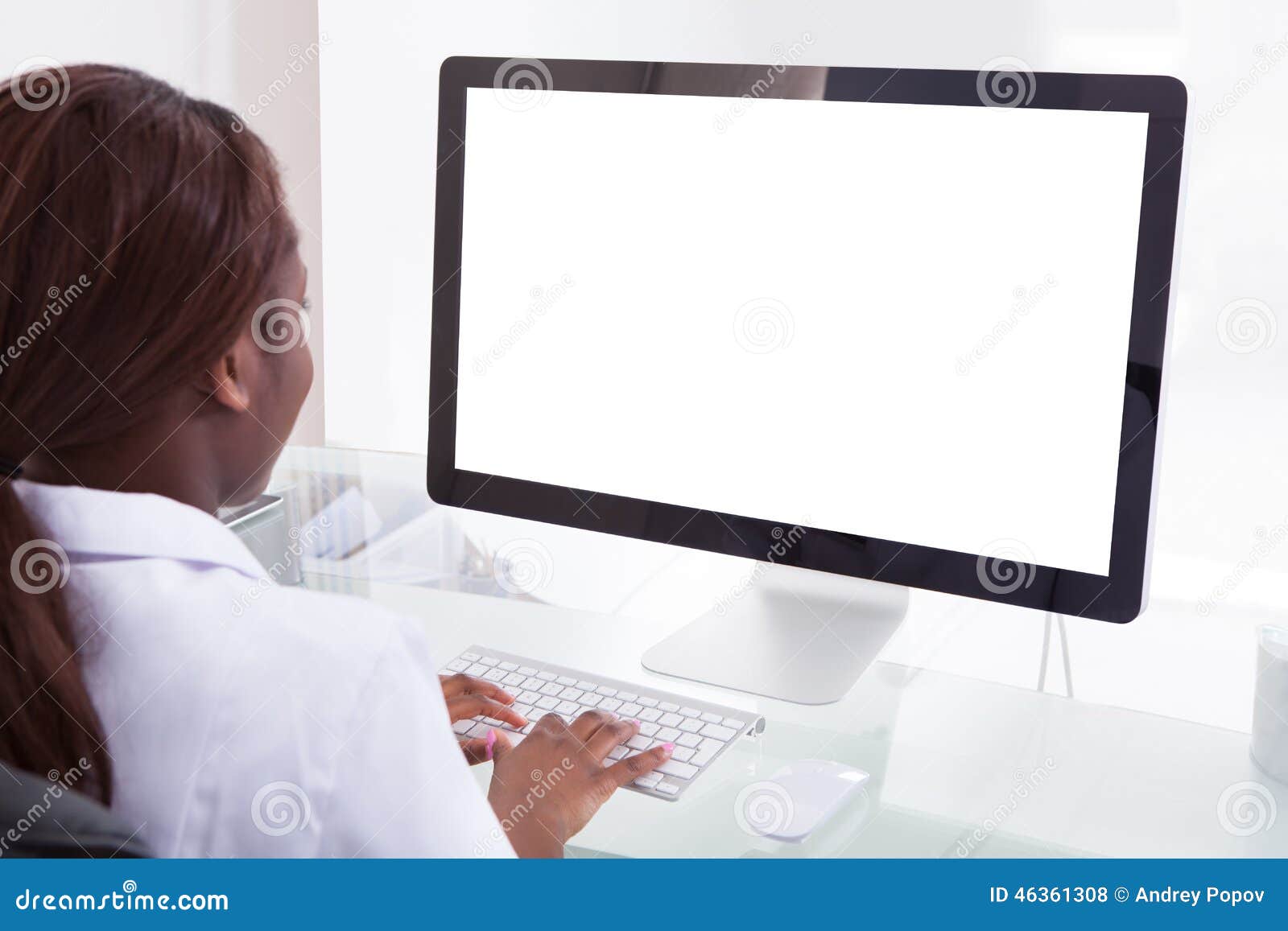 Dentist using desktop pc stock photo. Image of female - 46361308