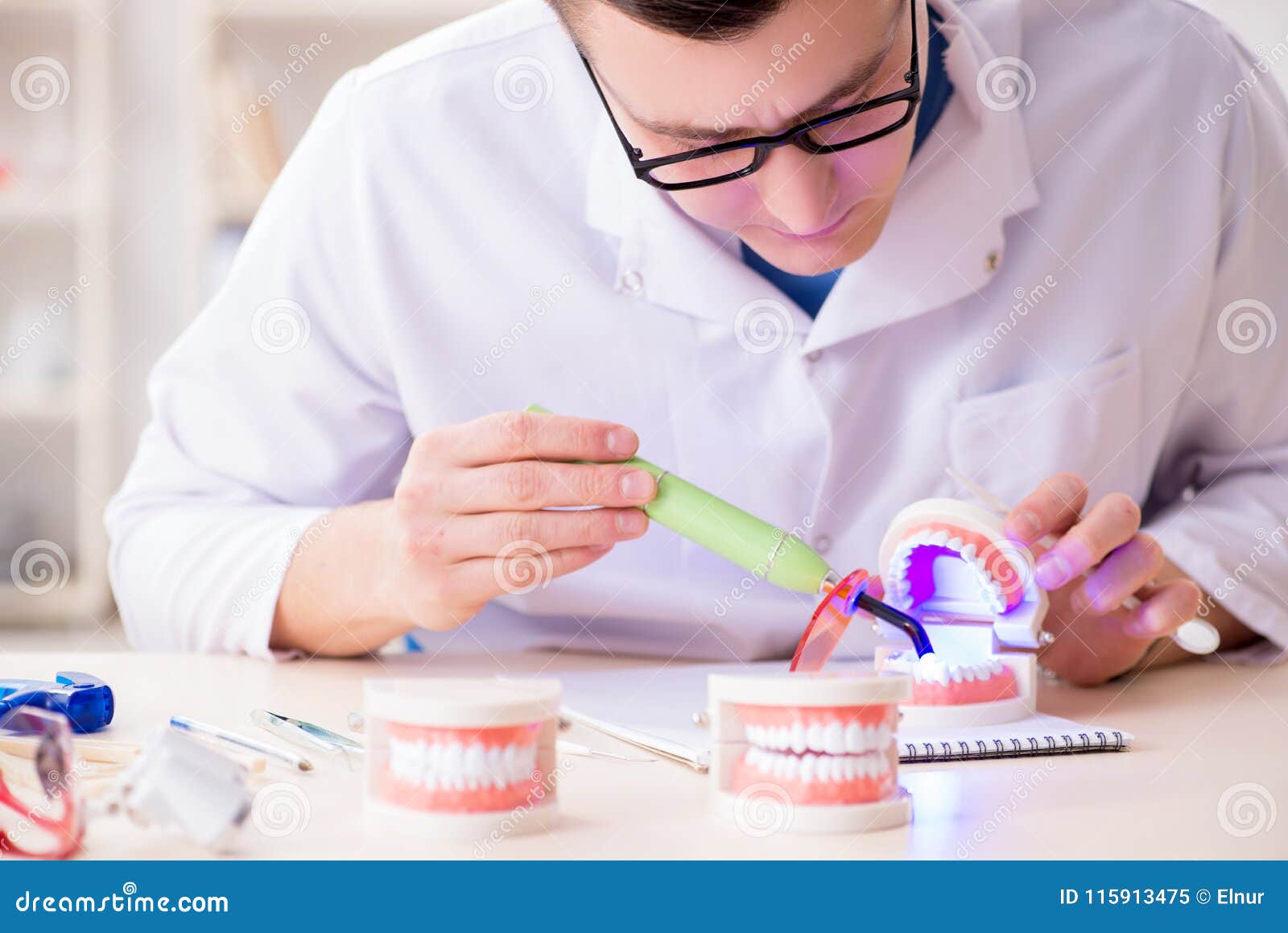 The Dentist Working Teeth Implant in Medical Lab Stock Image - Image of ...