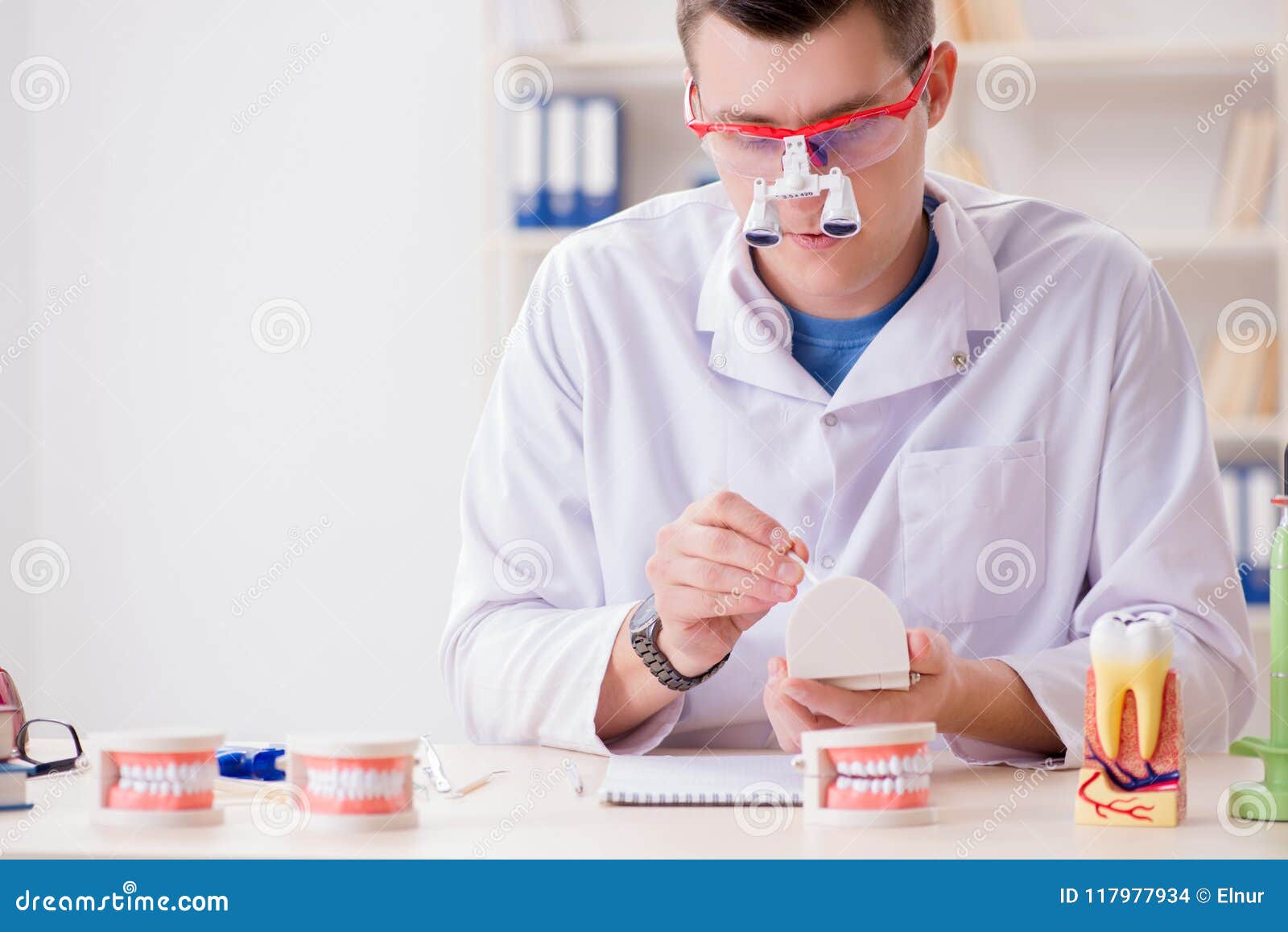 The Dentist Working Teeth Implant in Medical Lab Stock Photo - Image of ...