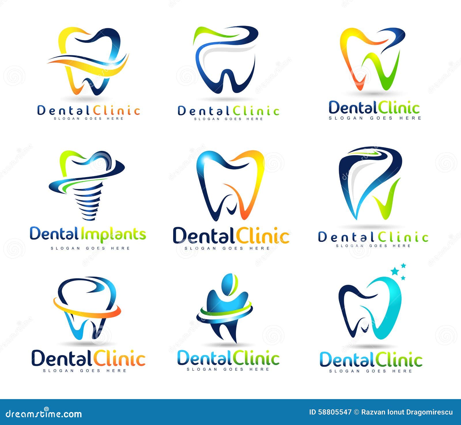 Dentista dental Logo Set ilustração do vetor. Ilustração de logotipo ...