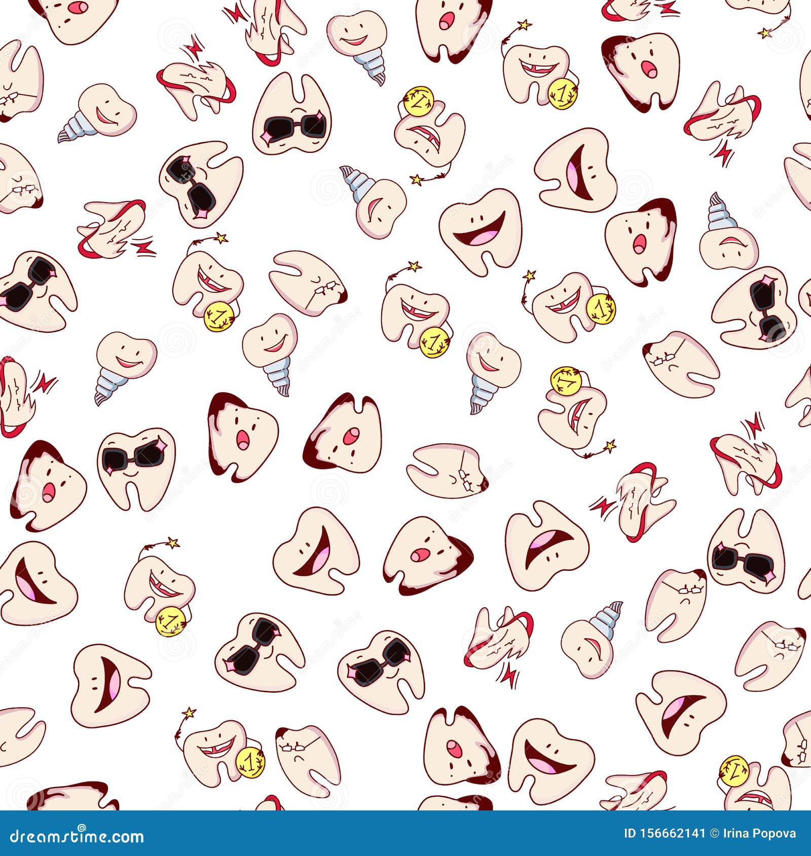 Dentistry. Caries. Seamless Pattern with Healthy and Bad Teeth. Vector ...