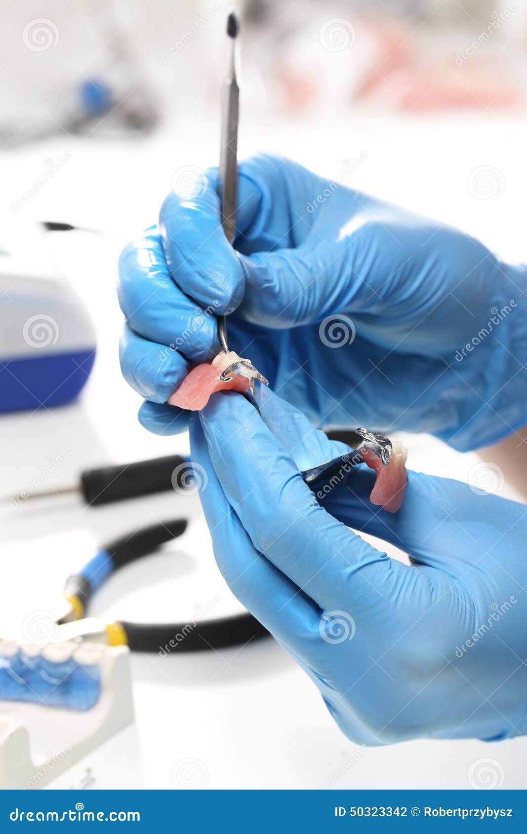 Dentures With Crowns. Dental Prosthetics. Dentistry. Replacement Of ...