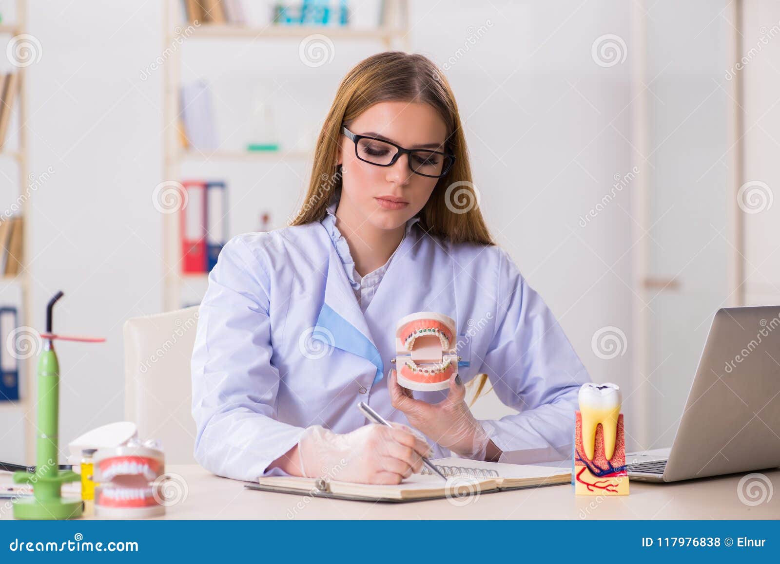 The Dentistry Student Practicing Skills in Classroom Stock Photo ...