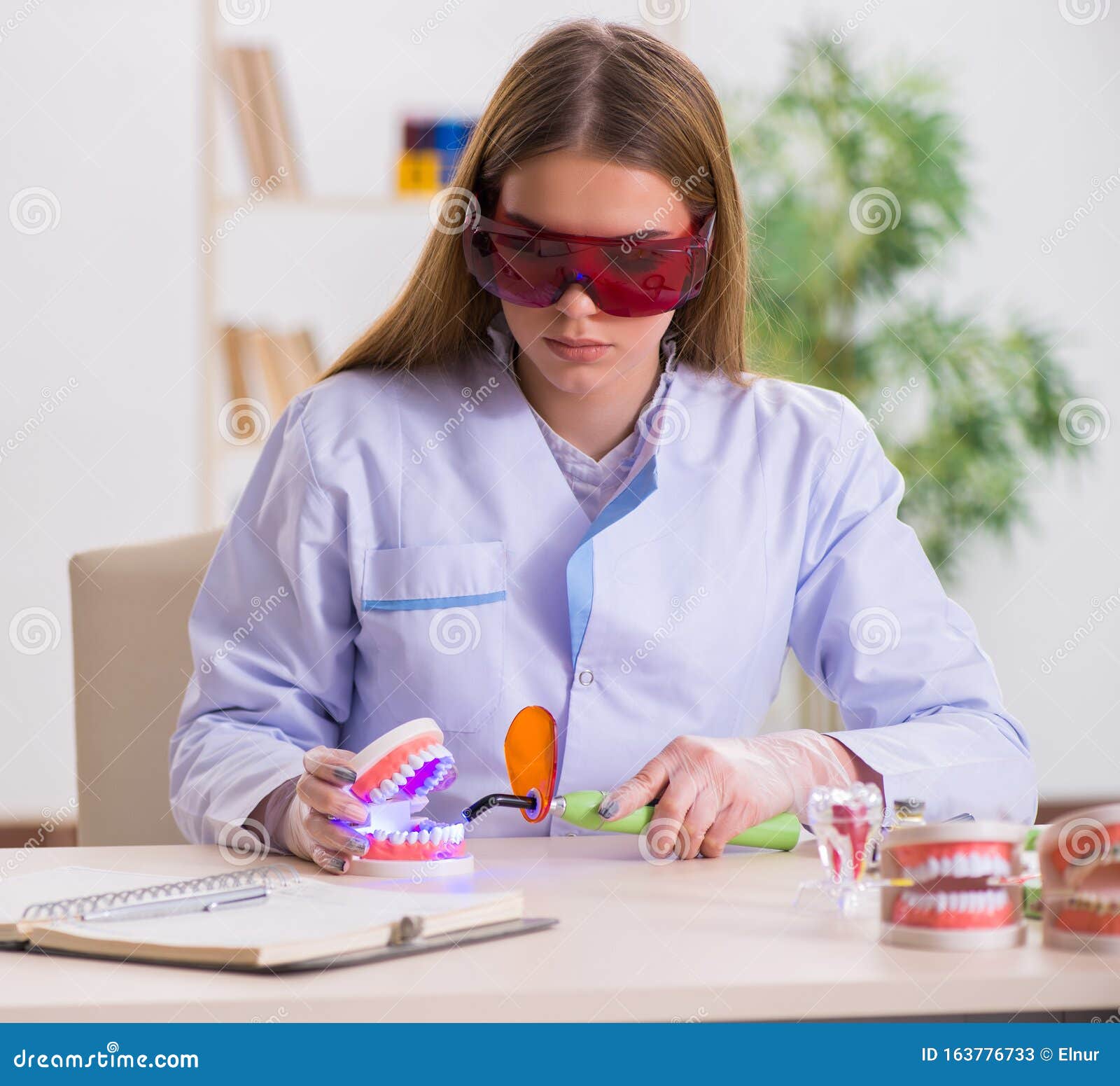 Dentistry Student Practicing Skills in Classroom Stock Image - Image of ...