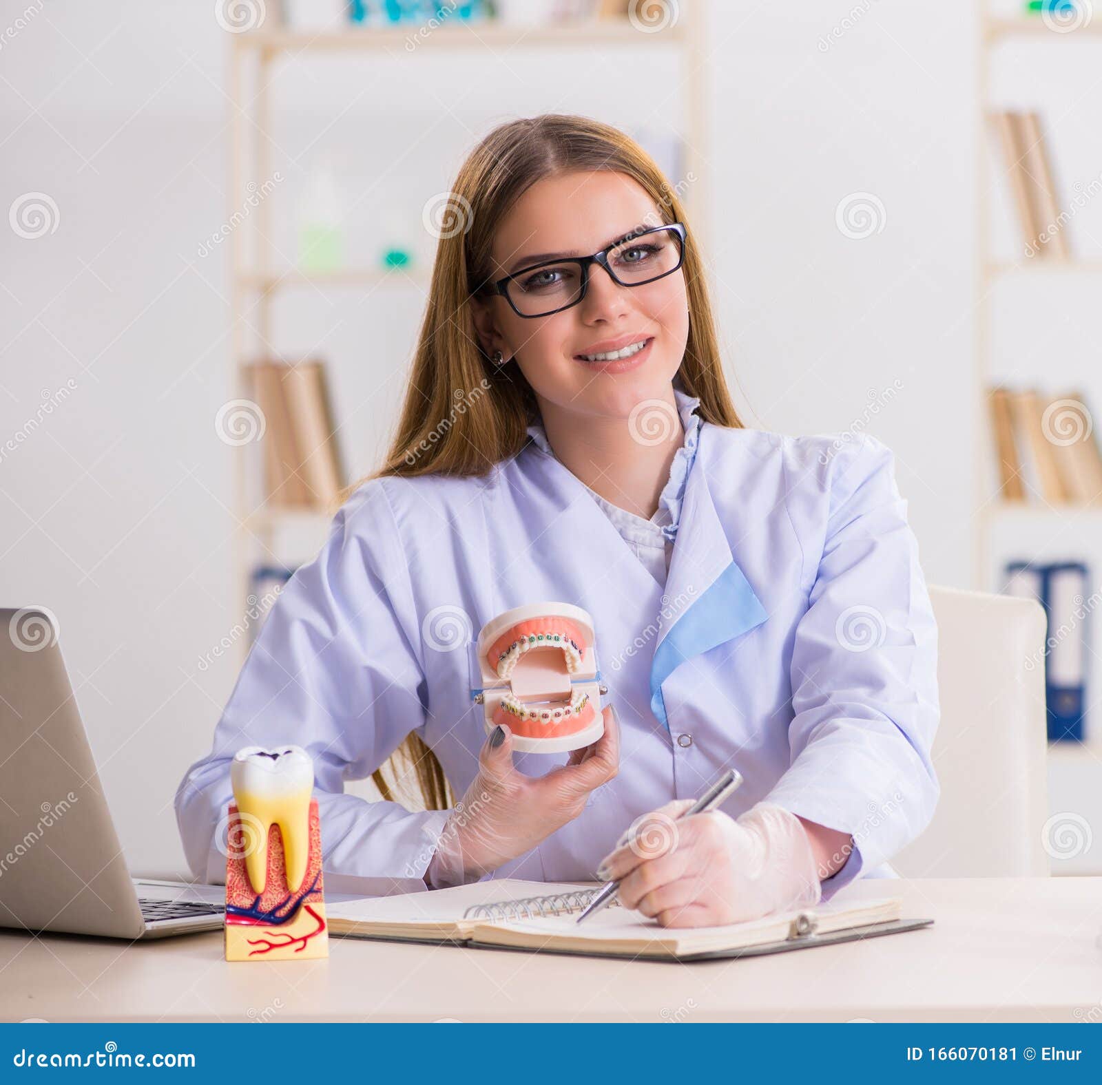 Dentistry Student Practicing Skills in Classroom Stock Image - Image of ...