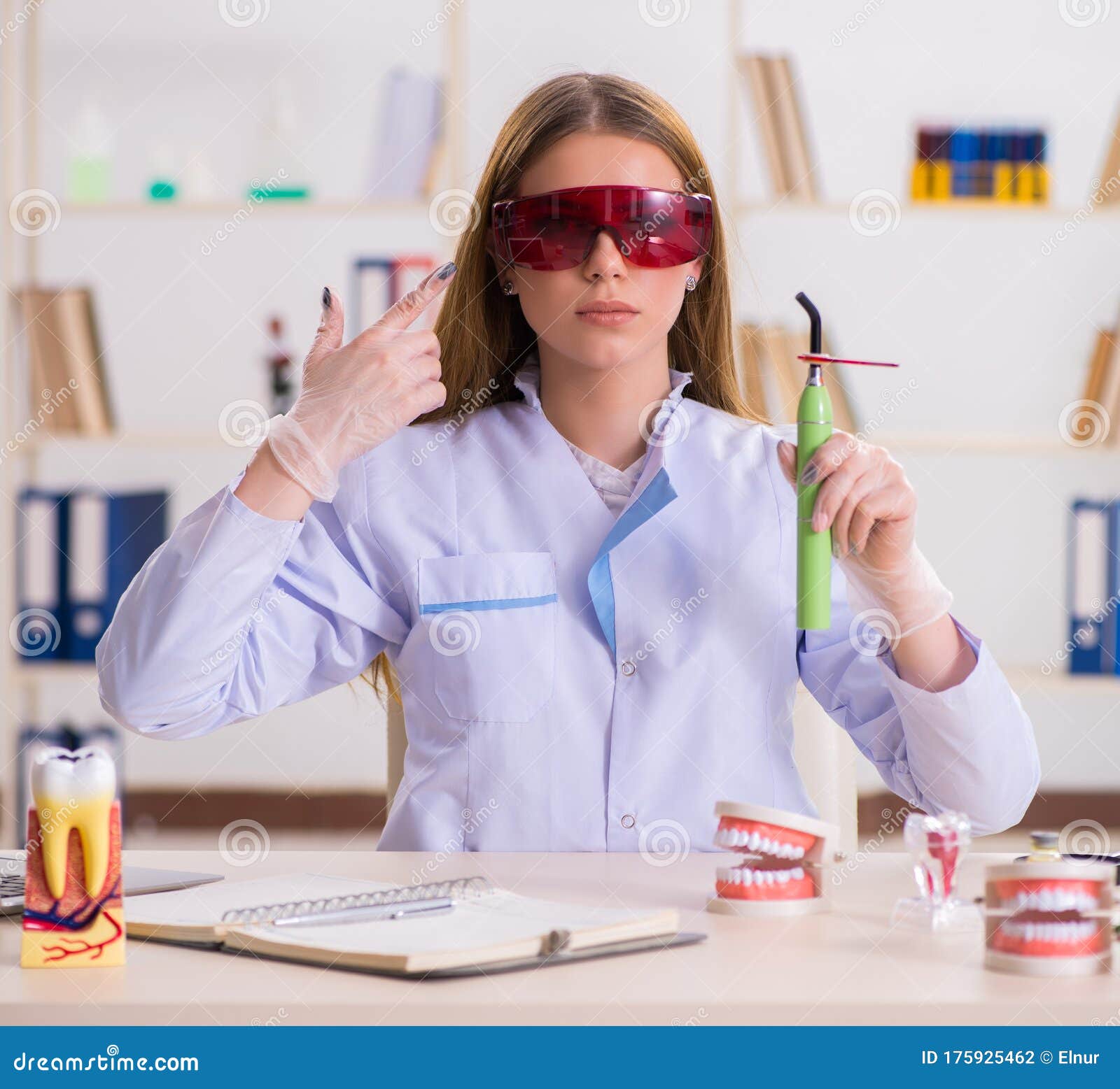 Dentistry Student Practicing Skills in Classroom Stock Photo - Image of ...