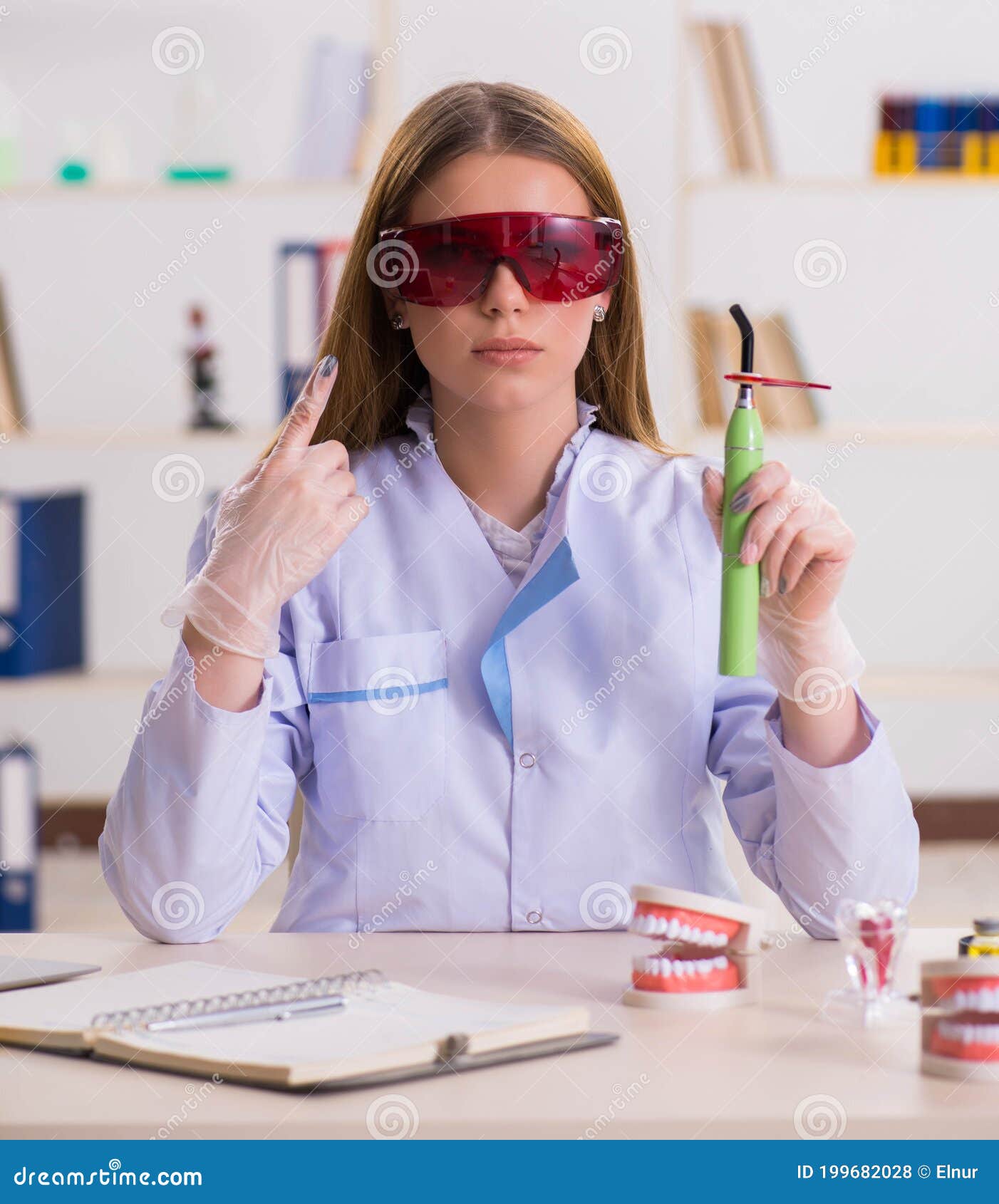 Dentistry Student Practicing Skills in Classroom Stock Photo - Image of ...