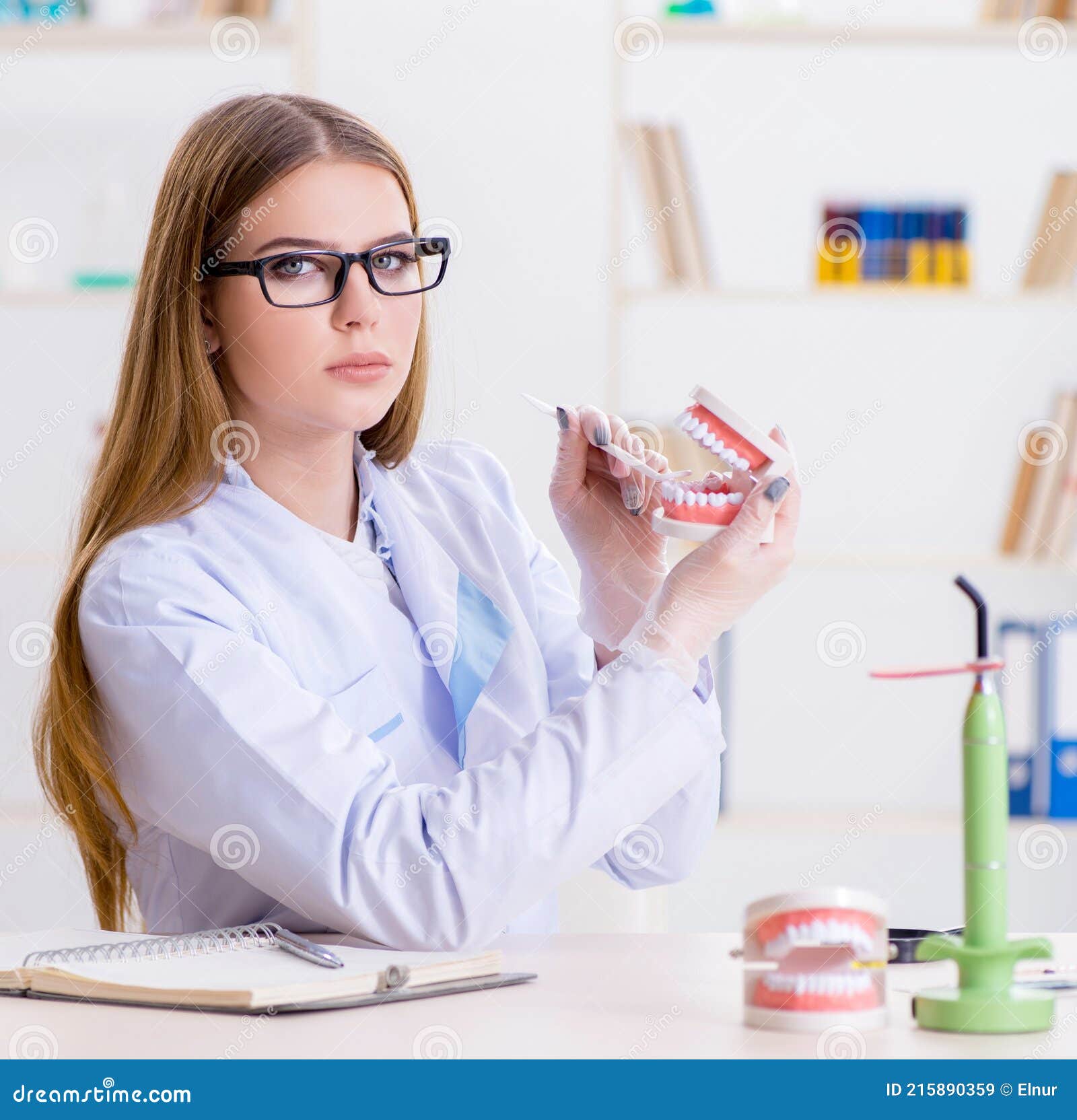 Dentistry Student Practicing Skills in Classroom Stock Image - Image of ...