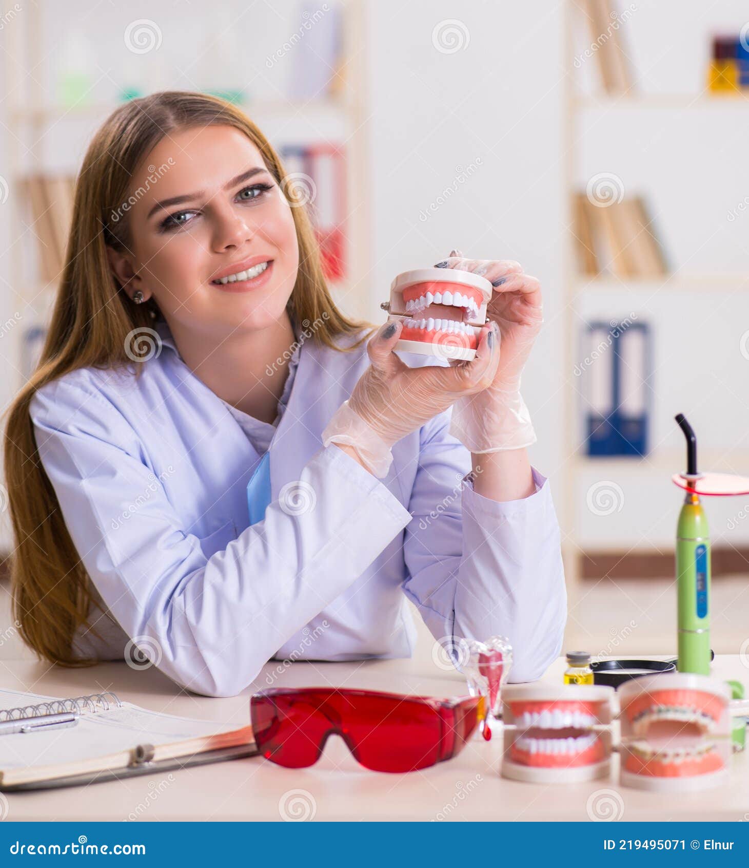 Dentistry Student Practicing Skills in Classroom Stock Image - Image of ...