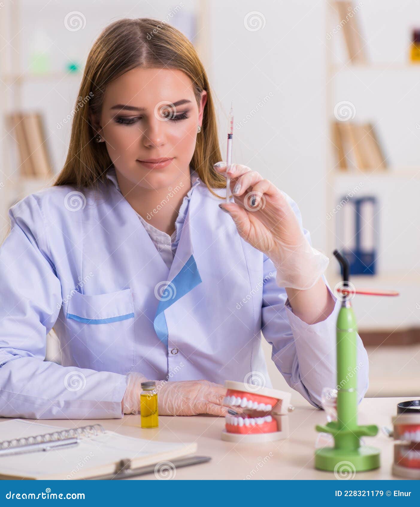 Dentistry Student Practicing Skills in Classroom Stock Image - Image of ...