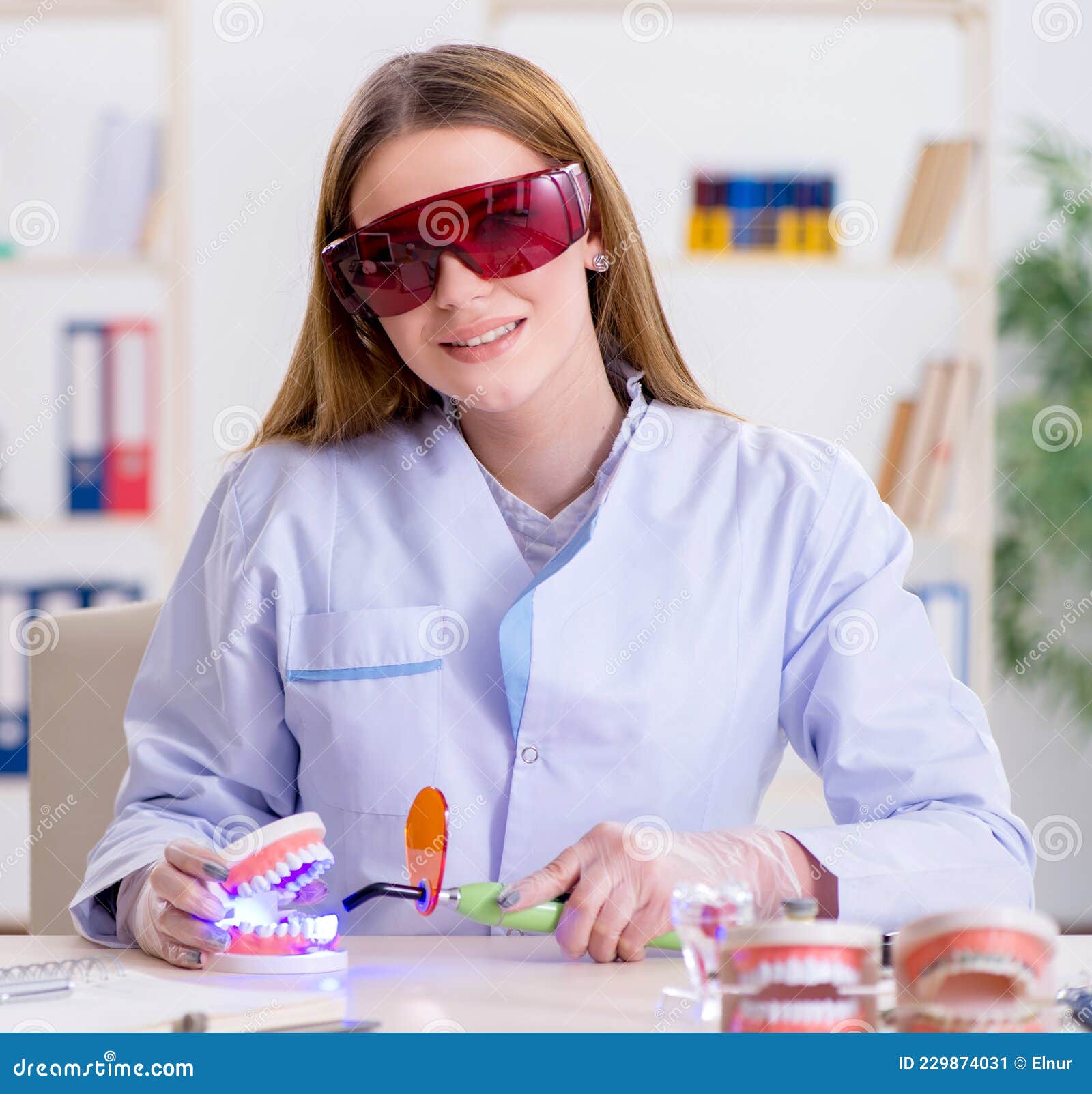 Dentistry Student Practicing Skills in Classroom Stock Image - Image of ...