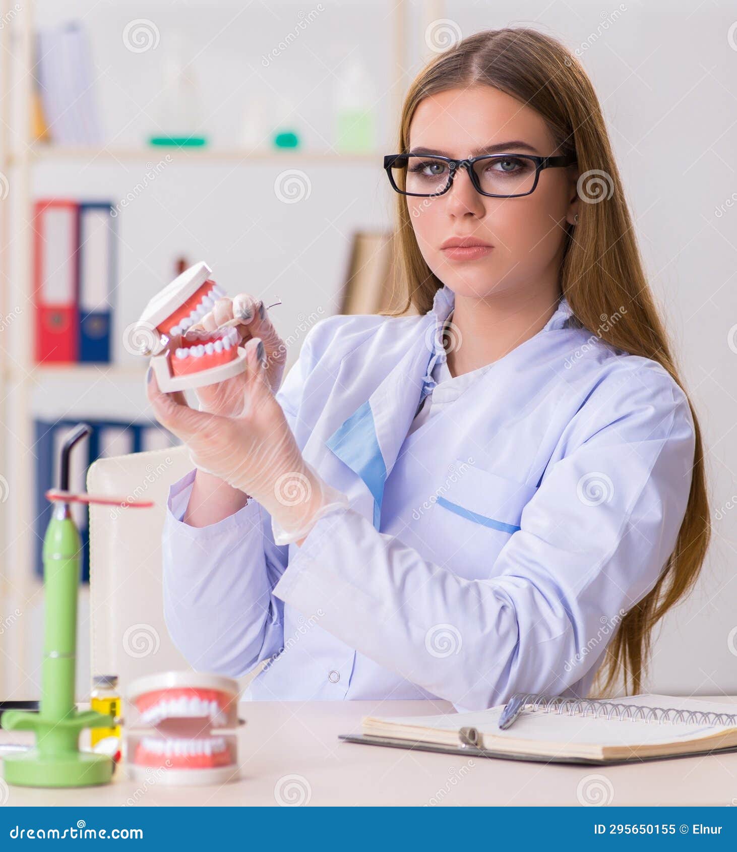 Dentistry Student Practicing Skills in Classroom Stock Image - Image of ...