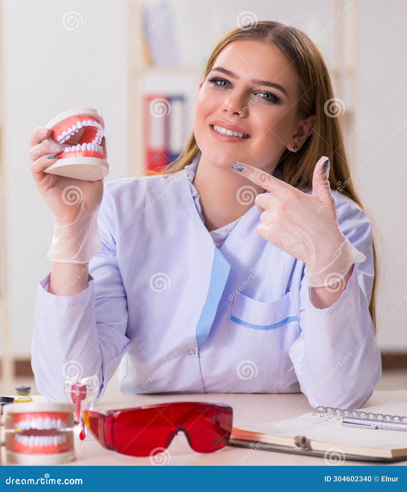 Dentistry Student Practicing Skills in Classroom Stock Photo - Image of ...