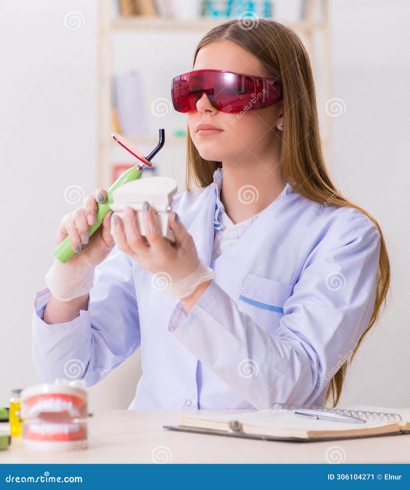 Dentistry Student Practicing Skills in Classroom Stock Image - Image of ...