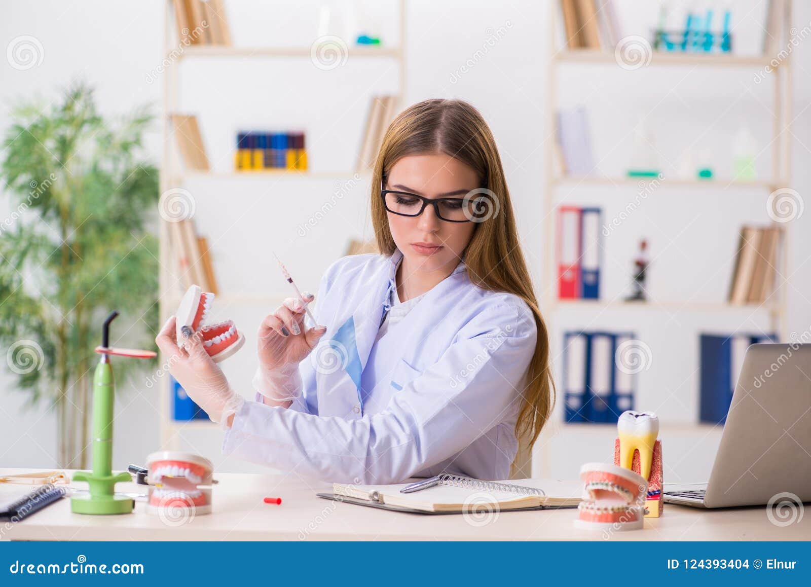 The Dentistry Student Practicing Skills in Classroom Stock Photo ...