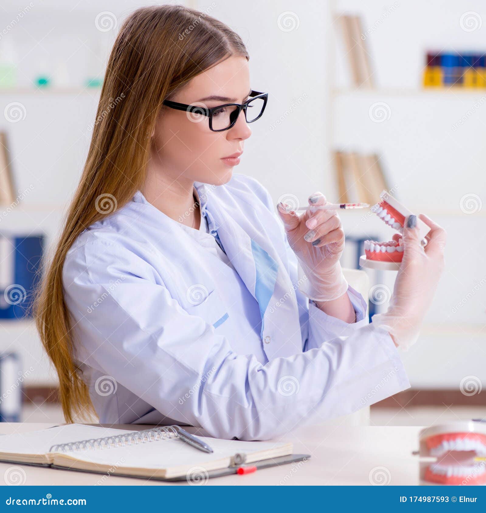 Dentistry Student Practicing Skills in Classroom Stock Image - Image of ...