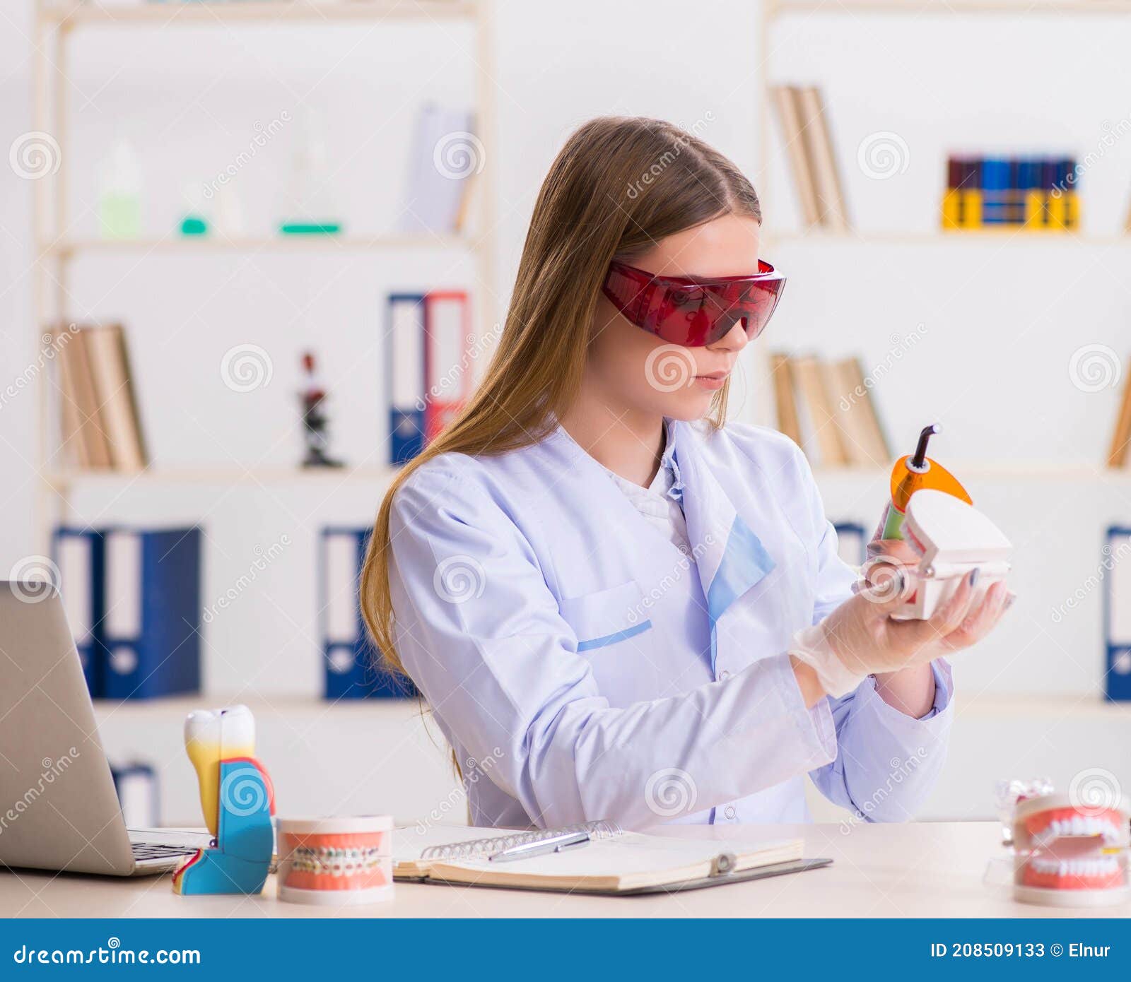 Dentistry Student Practicing Skills in Classroom Stock Image - Image of ...