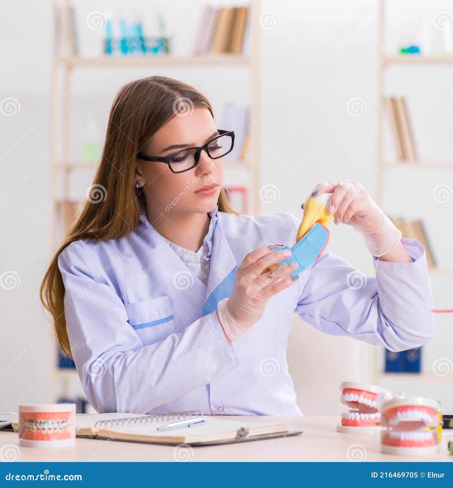 Dentistry Student Practicing Skills in Classroom Stock Image - Image of ...