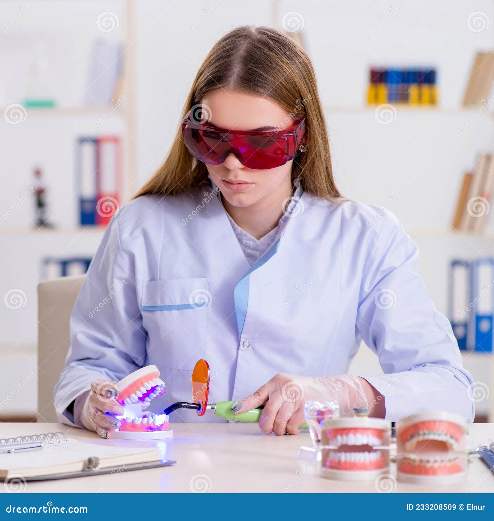 Dentistry Student Practicing Skills in Classroom Stock Image - Image of ...