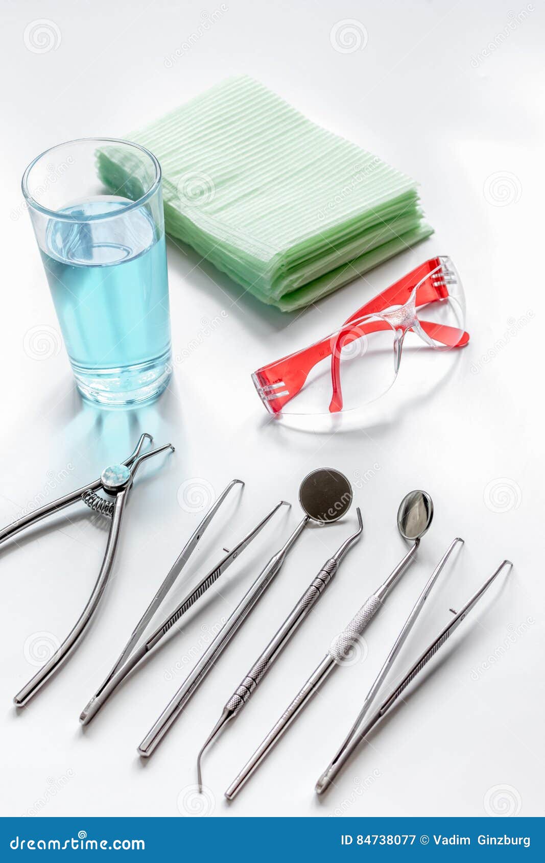 Dentists Tools in Cabinet on White Desktop Stock Image - Image of ...