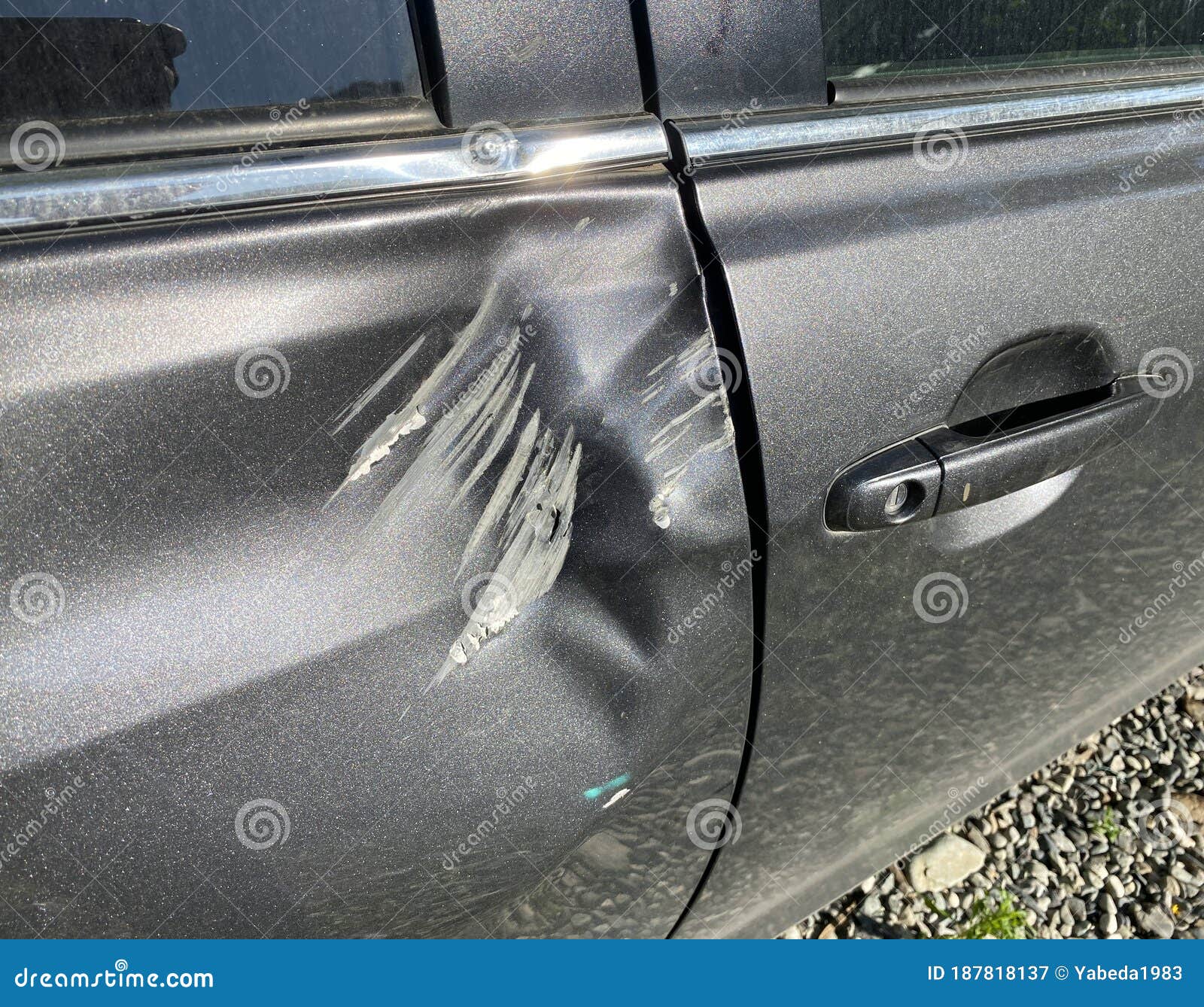 The Dents on the Car Door Caused by the Accident Stock Image - Image of ...