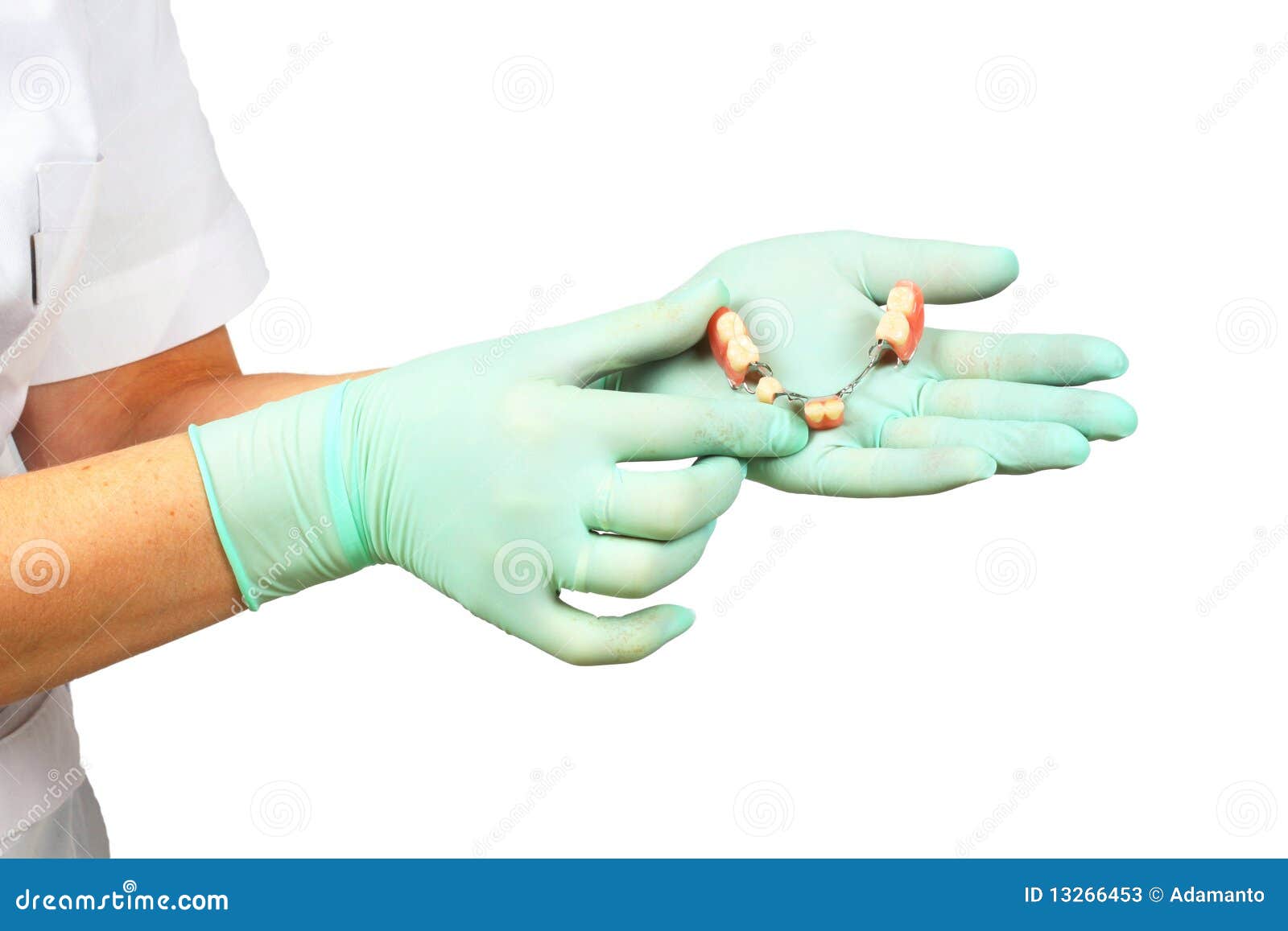 Denture, Crown, Bridge and Veneers on Hand Stock Image - Image of teeth ...