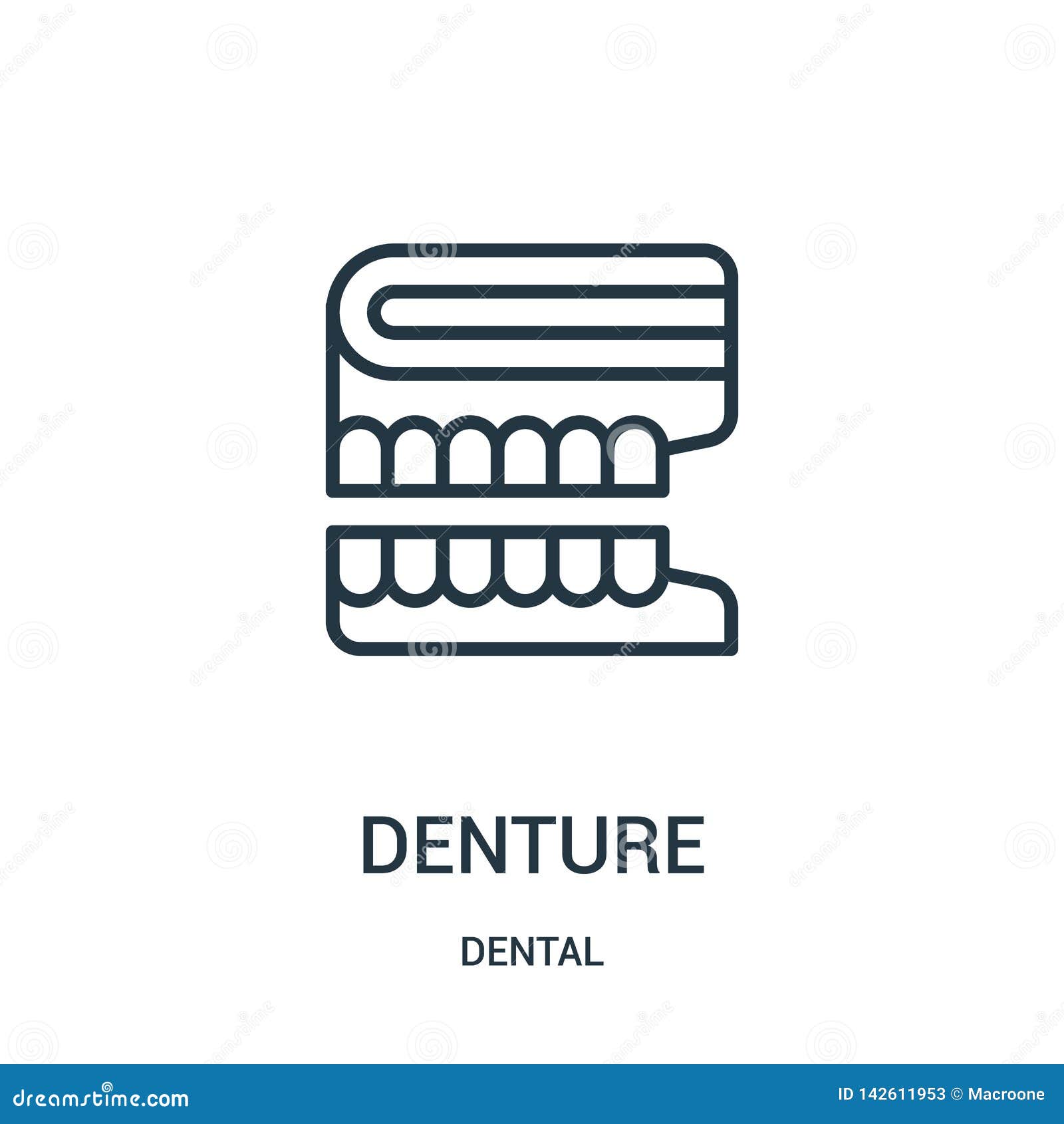 Denture Icon Vector from Dental Collection. Thin Line Denture Outline ...