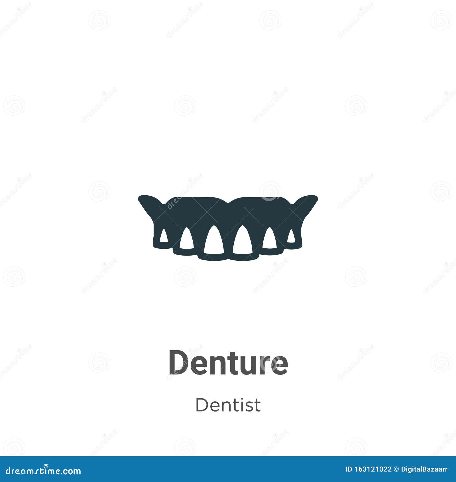Denture Vector Icon on White Background. Flat Vector Denture Icon ...